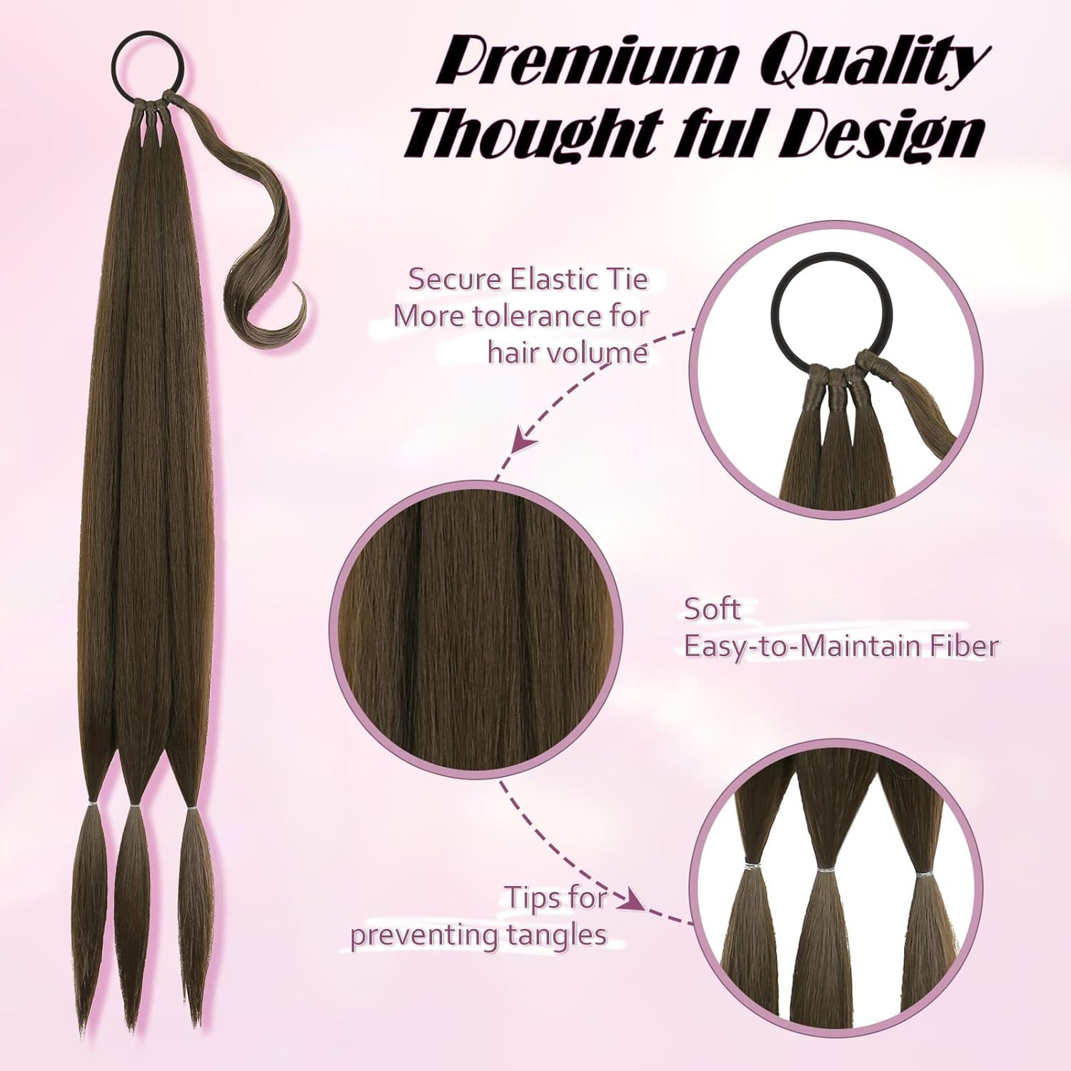 SHILIU-Long Braid Ponytail Extension with Hair Tie DIY Wrap Around ...