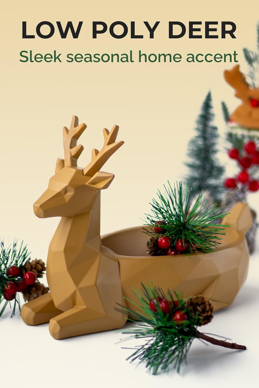 SHILIU-Low-Poly Deer Bowl, Christmas Decorations, Resin Reindeer Statue ...