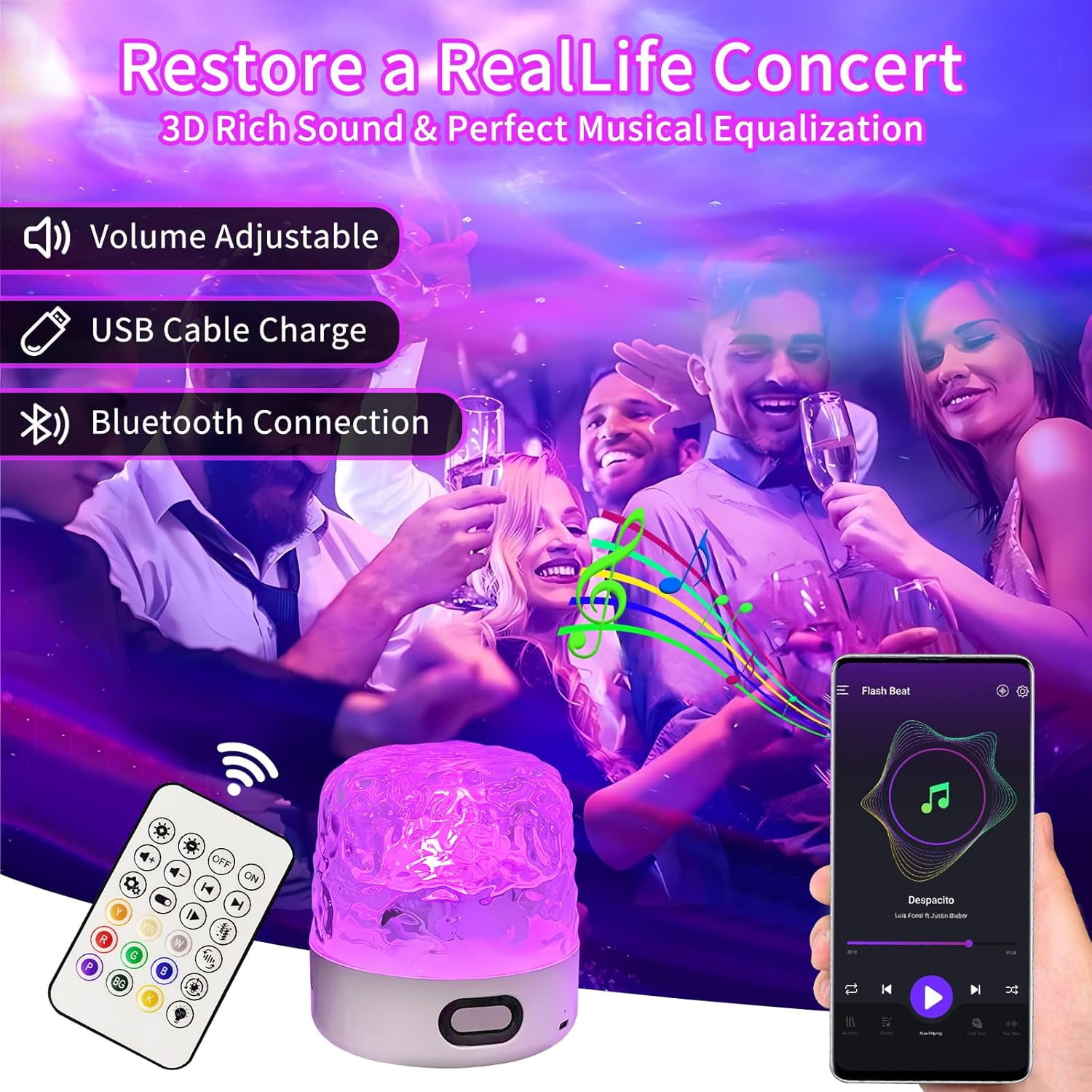 SHILIU-Luminorthe Cube Lamp, Ocean Wave Projector Light with Bluetooth ...