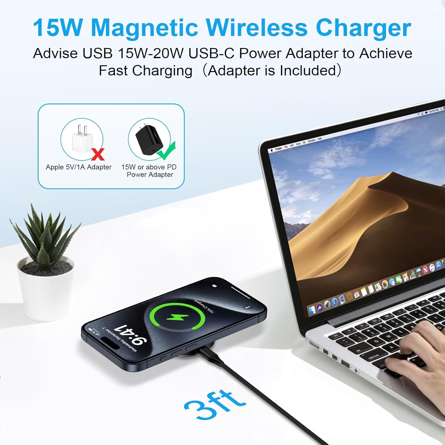 SHILIU-Magnetic Wireless Charger Dock Magsafe Fast Charging Pad for ...