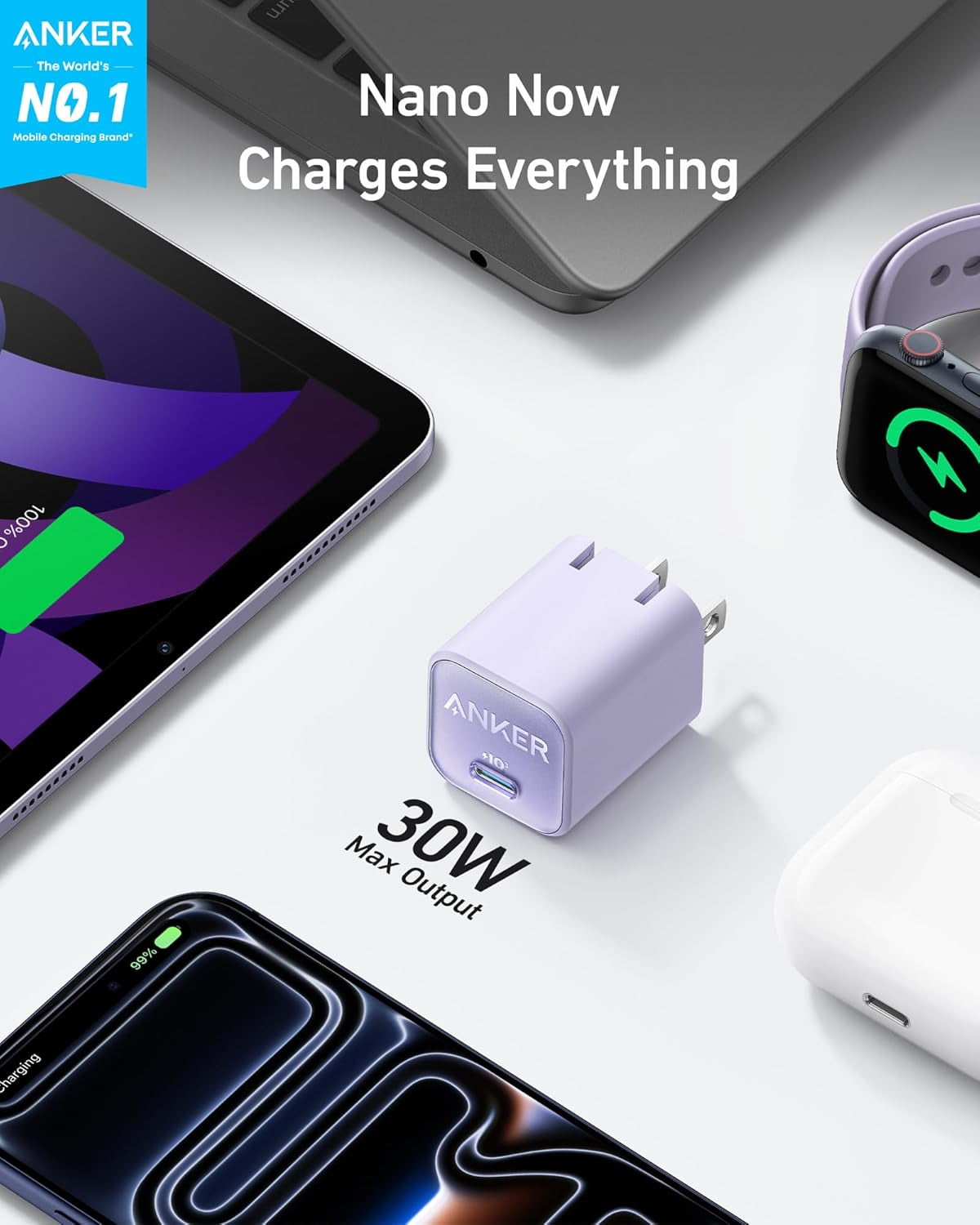 SHILIU-Nano Charger, USB C GaN Charger 30W, PIQ 3.0 Foldable PPS Fast ...
