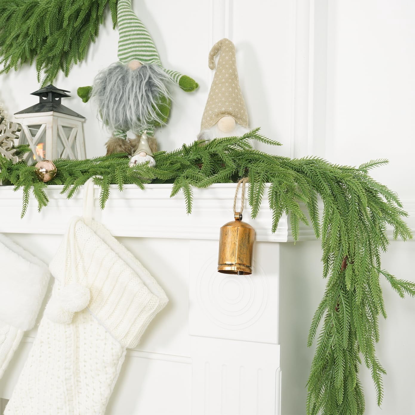 SHILIU-Norfolk Pine Garland 9FT Real Touch Realistic Artificial ...