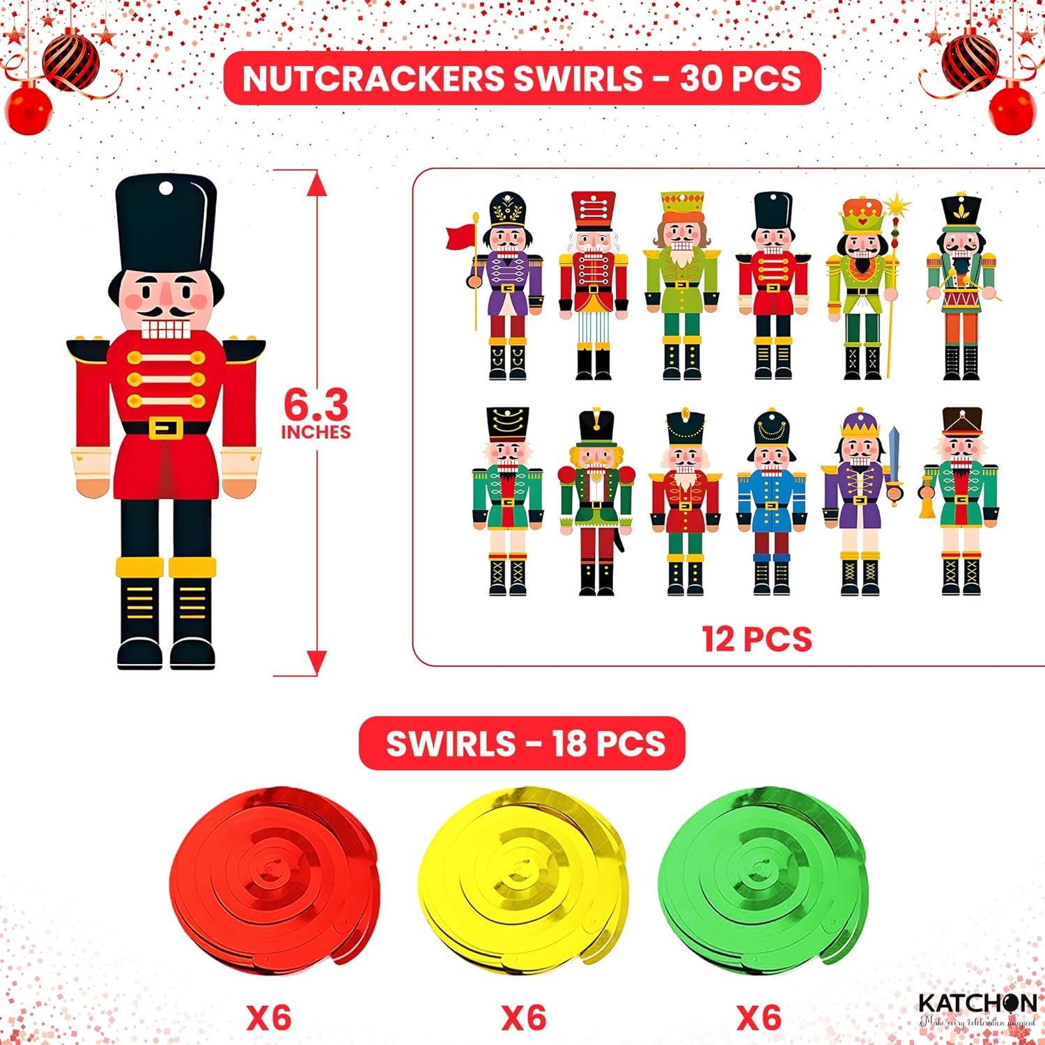 SHILIU-, Nutcracker Christmas Swirls - Pack of 30, No DIY | Nutcracker ...