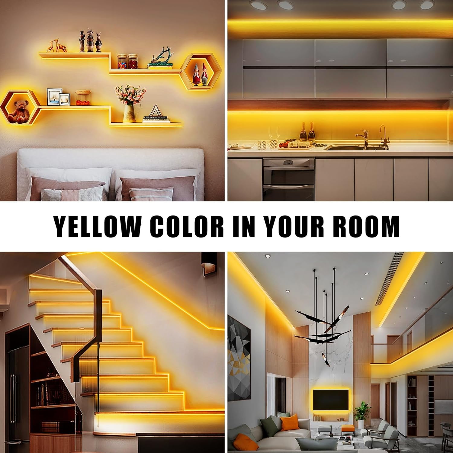 SHILIU-Orange Color COB Led Strip Lights with RF Remote, 16.4ft 2000K ...