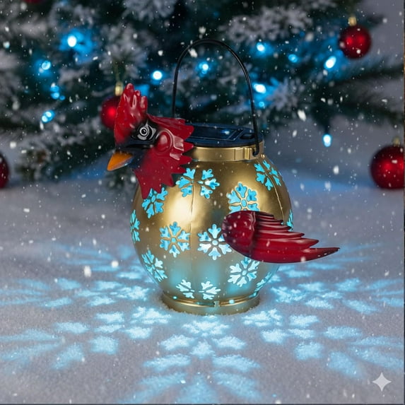 SHILIU-Outdoor Christmas Lantern with Solar LED Light and Snowflake Red ...