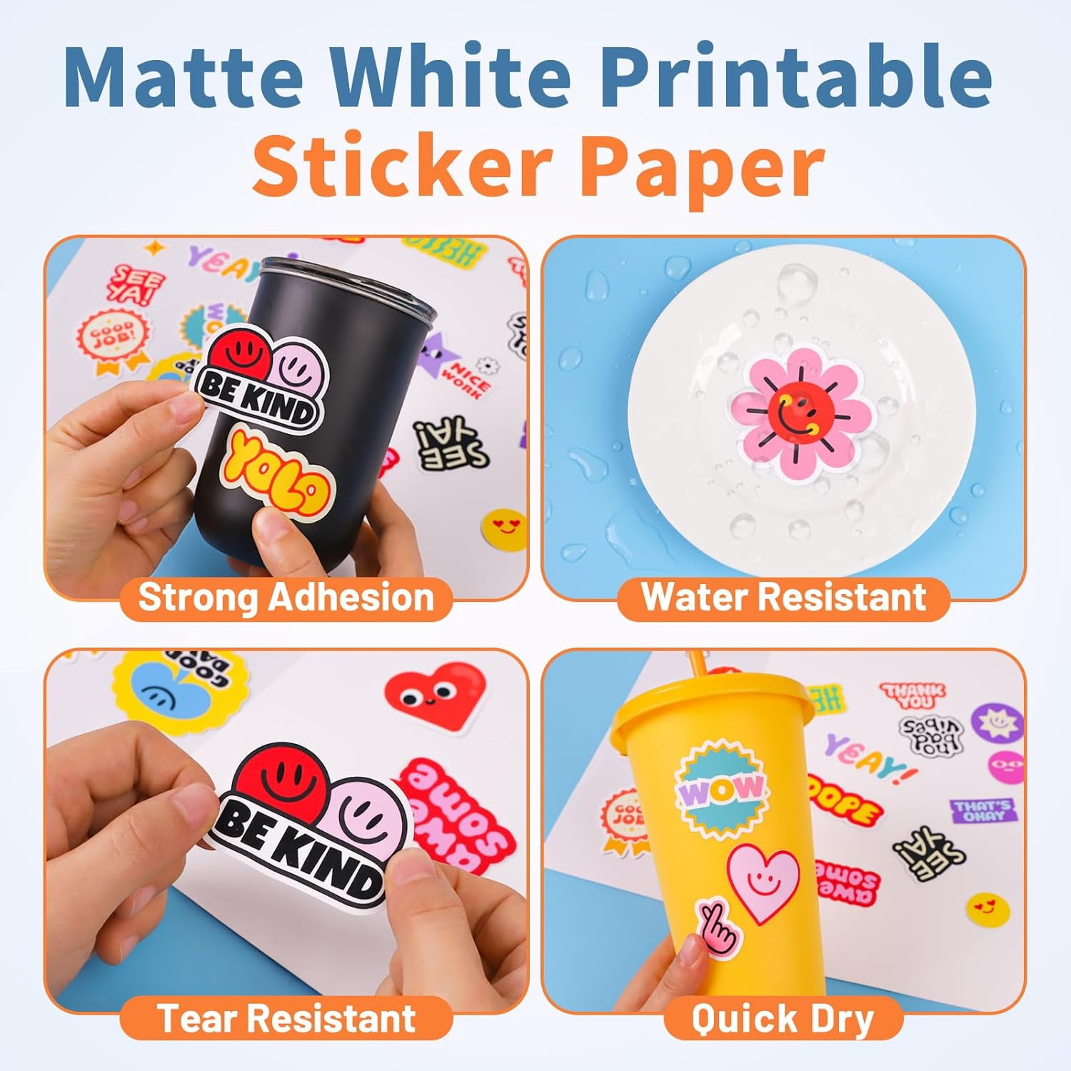 SHILIU-Printable Vinyl Sticker Paper, Matte Sticker Paper White ...