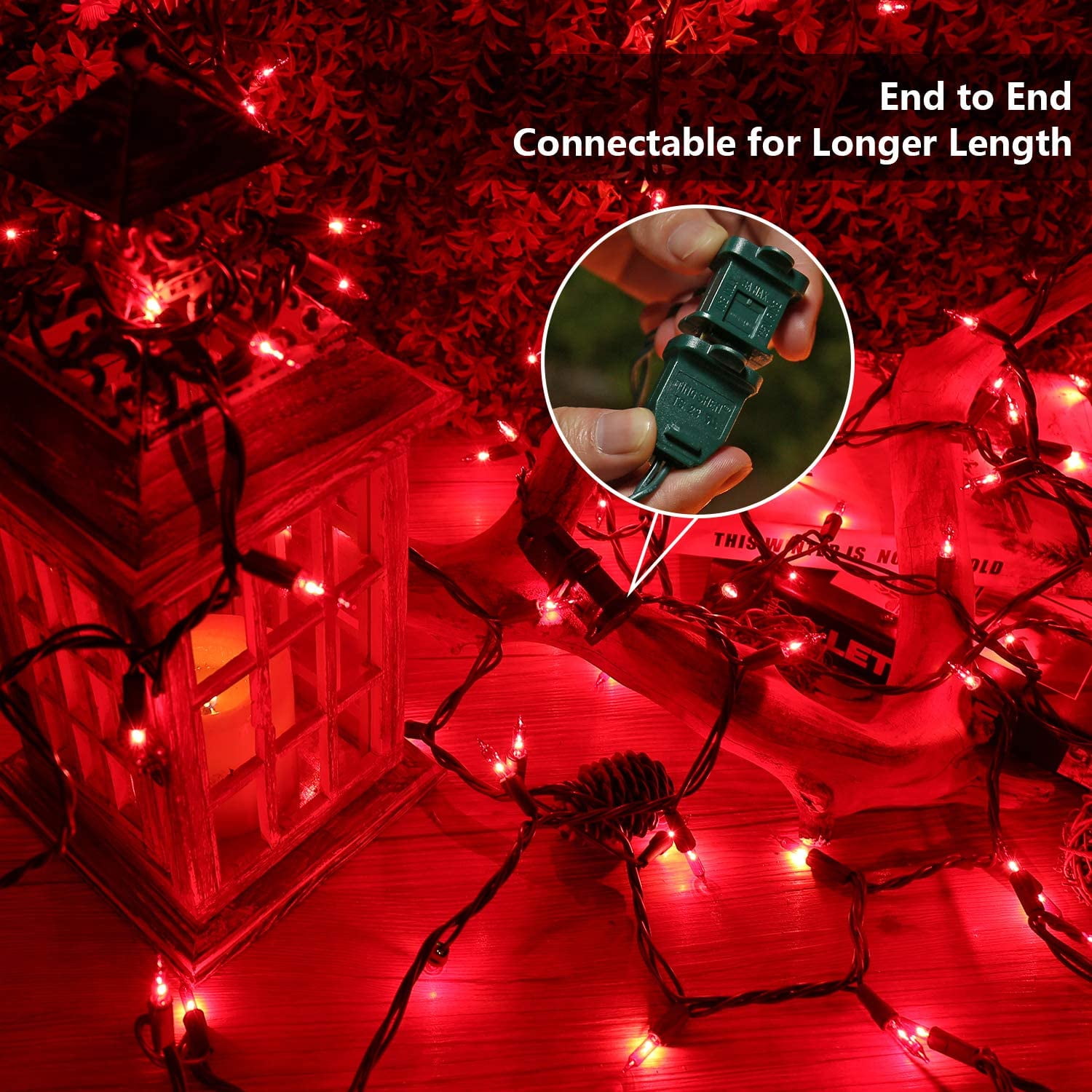 SHILIU-Red Christmas String Lights, 69.6ft 300 Count Incandescent ...