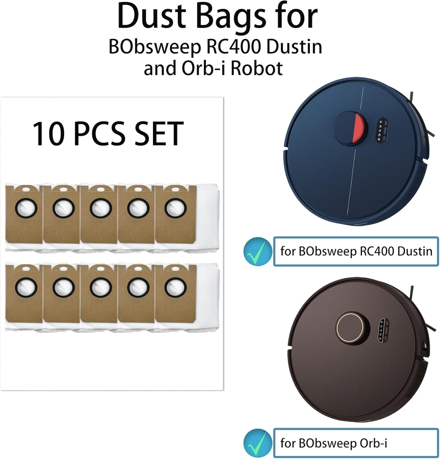SHILIU-Replacement Disposable Dust Bag Compatible with BObsweep RC400 ...