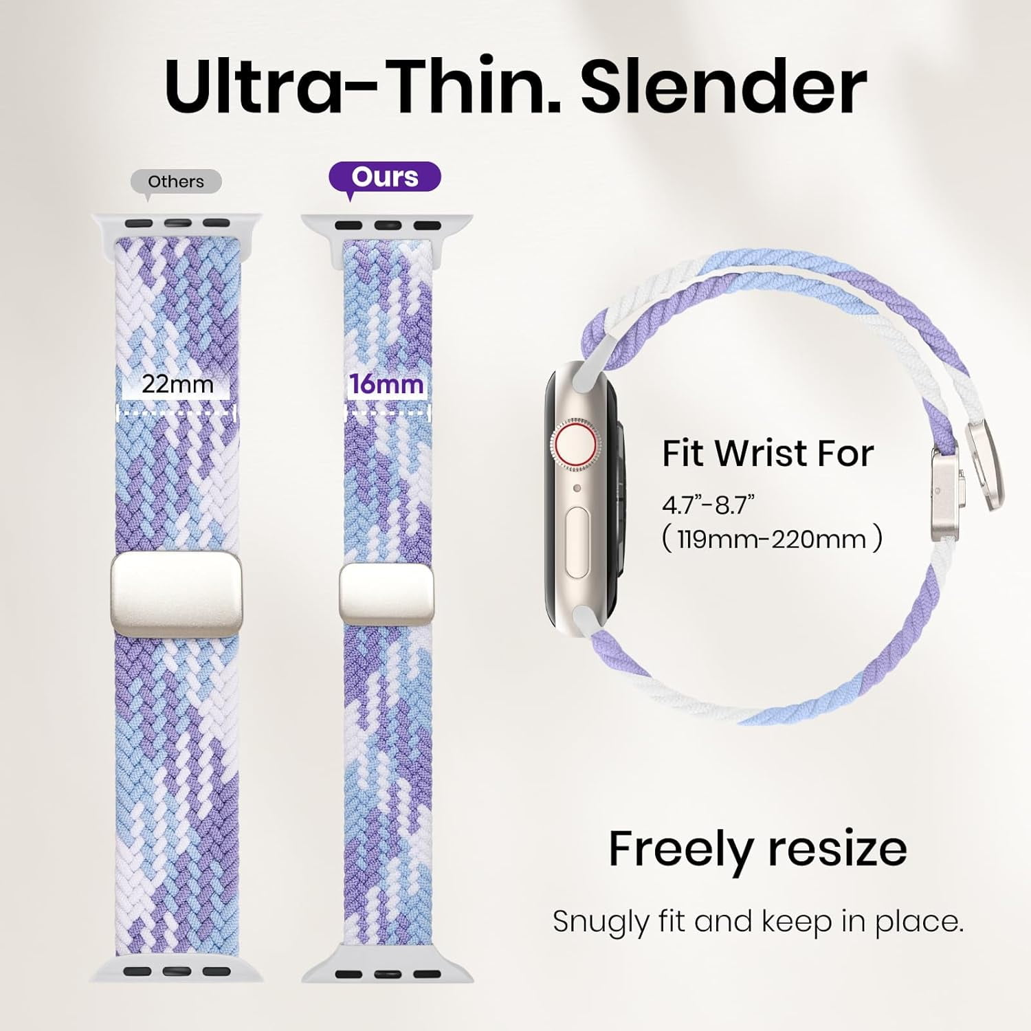 SHILIU-Slim Braided Stretchy Band Compatible with Apple Watch Bands ...