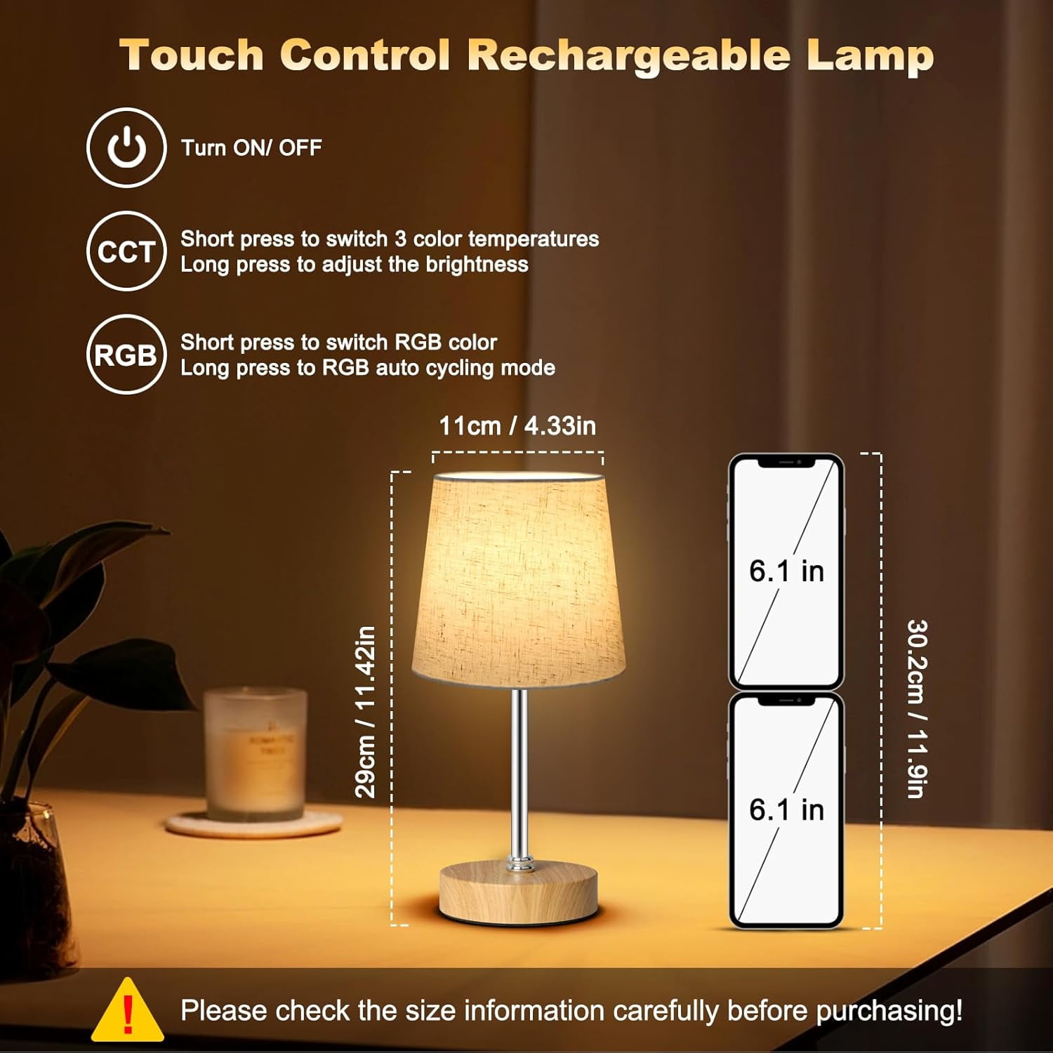SHILIU-Small Cordless Table Lamp,5000mAh Rechargeable Battery Operated ...
