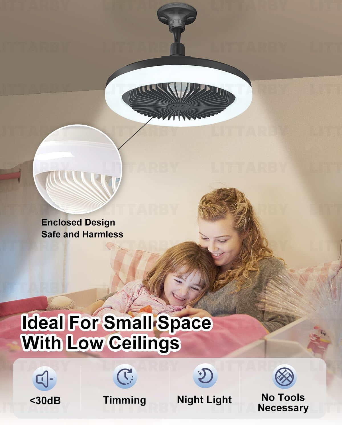 SHILIU-Socket Fan Light with Remote Control, 3 Colors 3000K-6500K ...