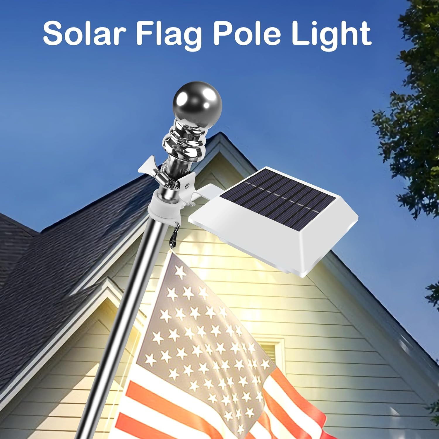 SHILIU-Solar Flag Pole Light, Bright Warm White 3000k Flagpole Light ...