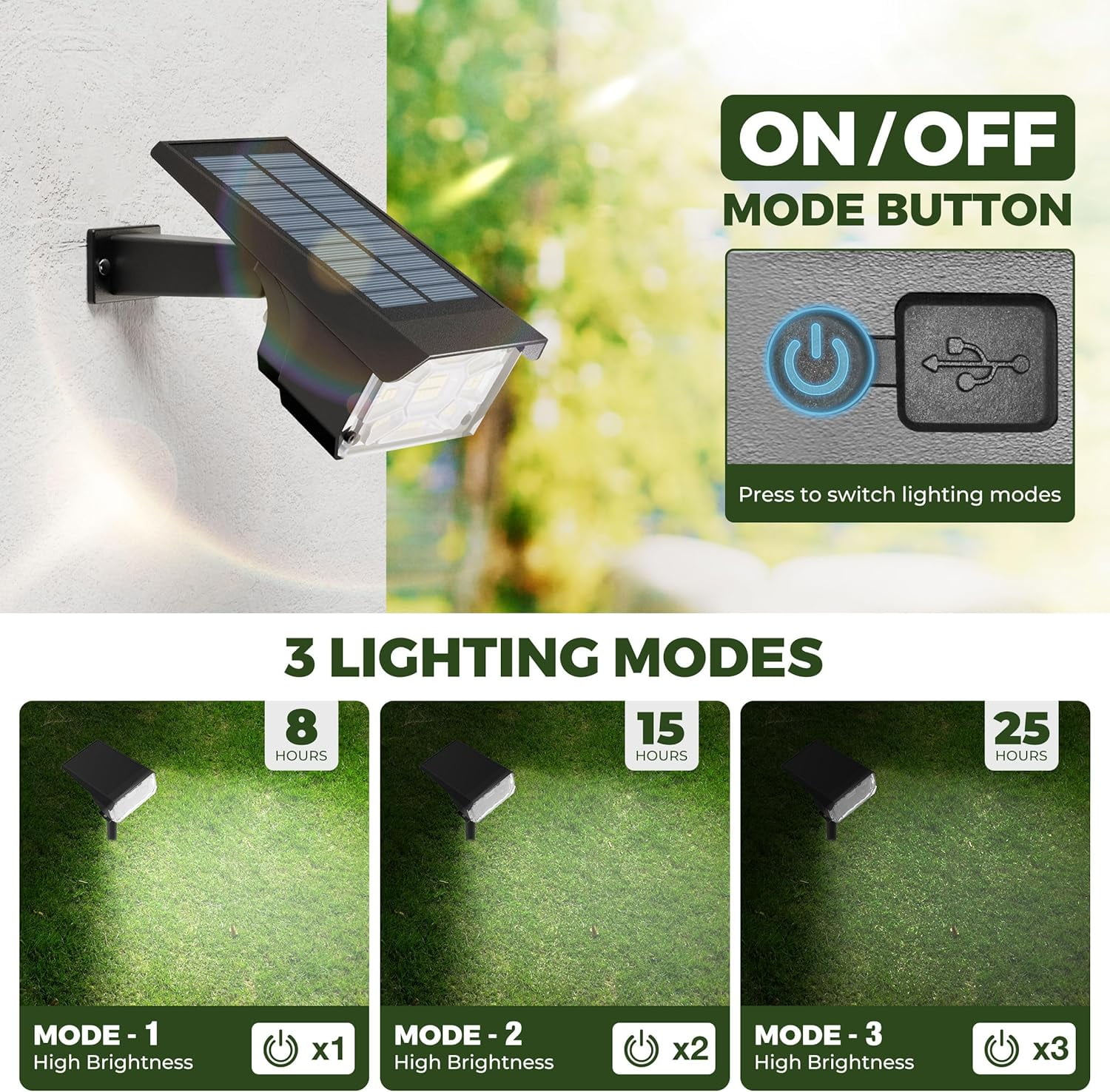 SHILIU-Solar Lights Outdoor Waterproof IP68, 47 LEDs 3 Lighting Modes ...
