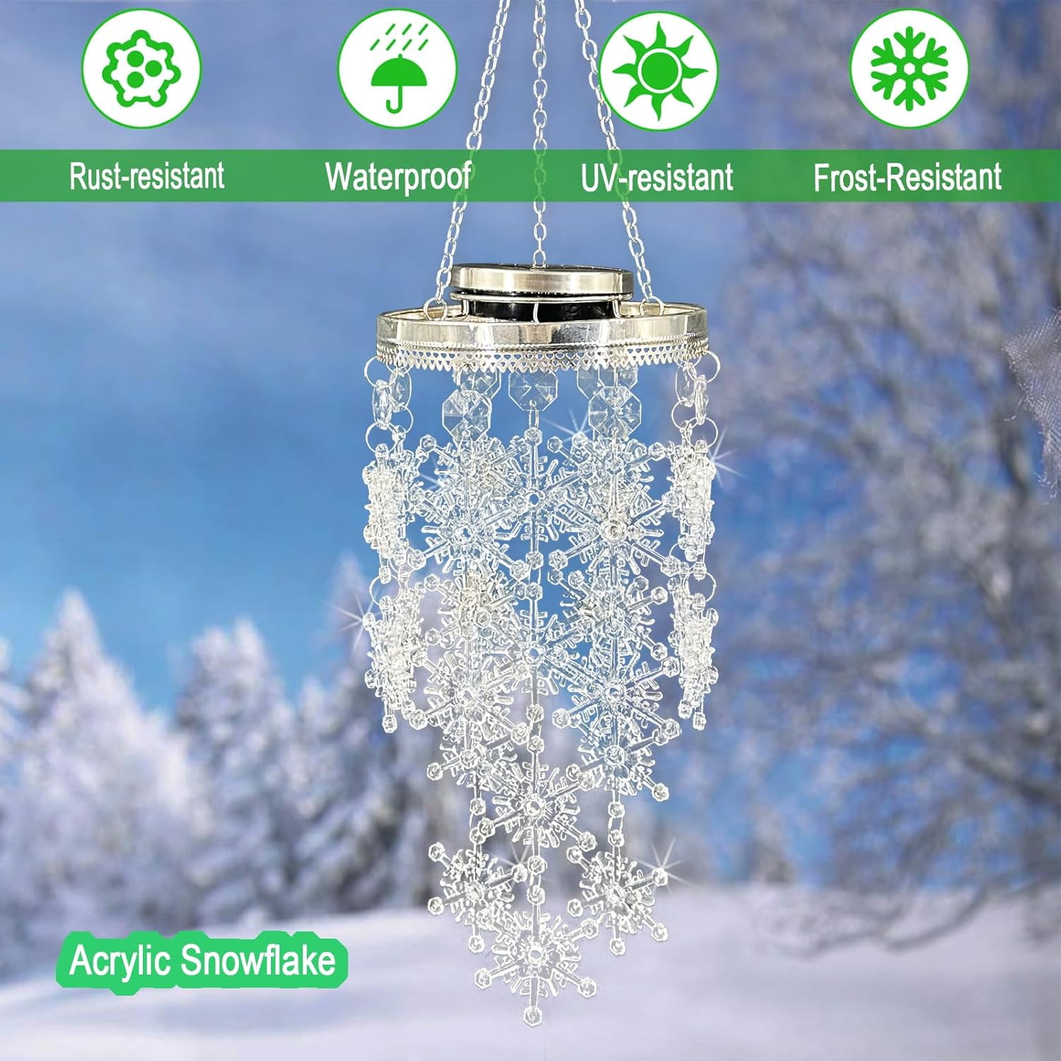 SHILIU-Solar Snowflakes Wind Chimes for Outside,Color Changing LED ...