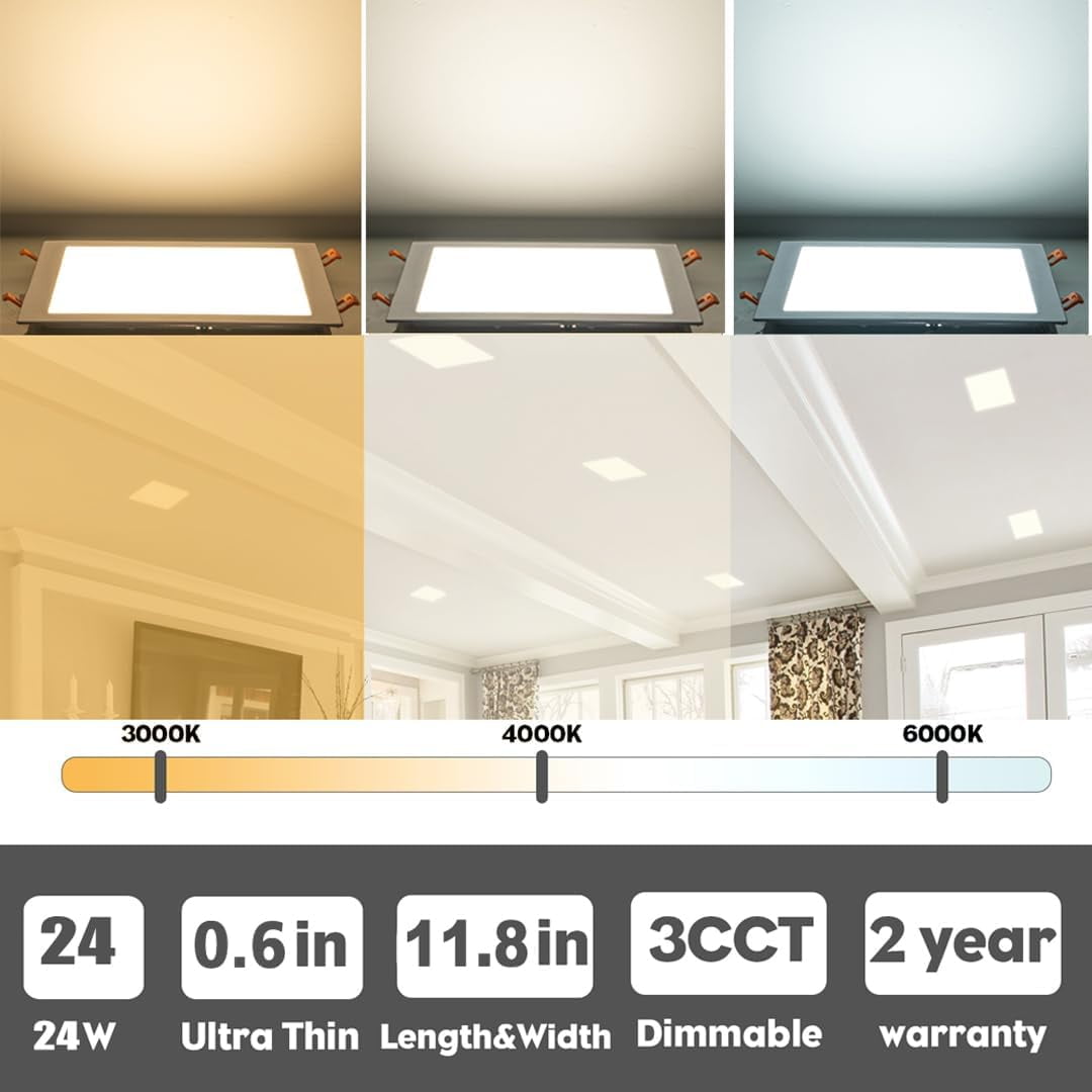 SHILIU-Square Led Recessed Light 11 inch Dimmable with Junction Box ...