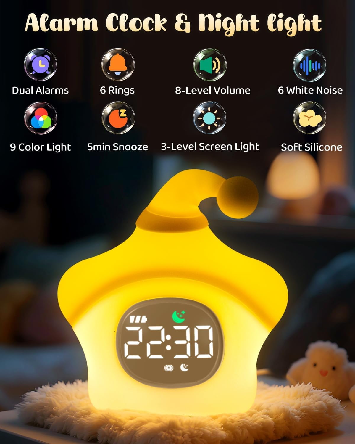 SHILIU-Star Alarm Clock with Night Light for Kids with Sleep Training ...