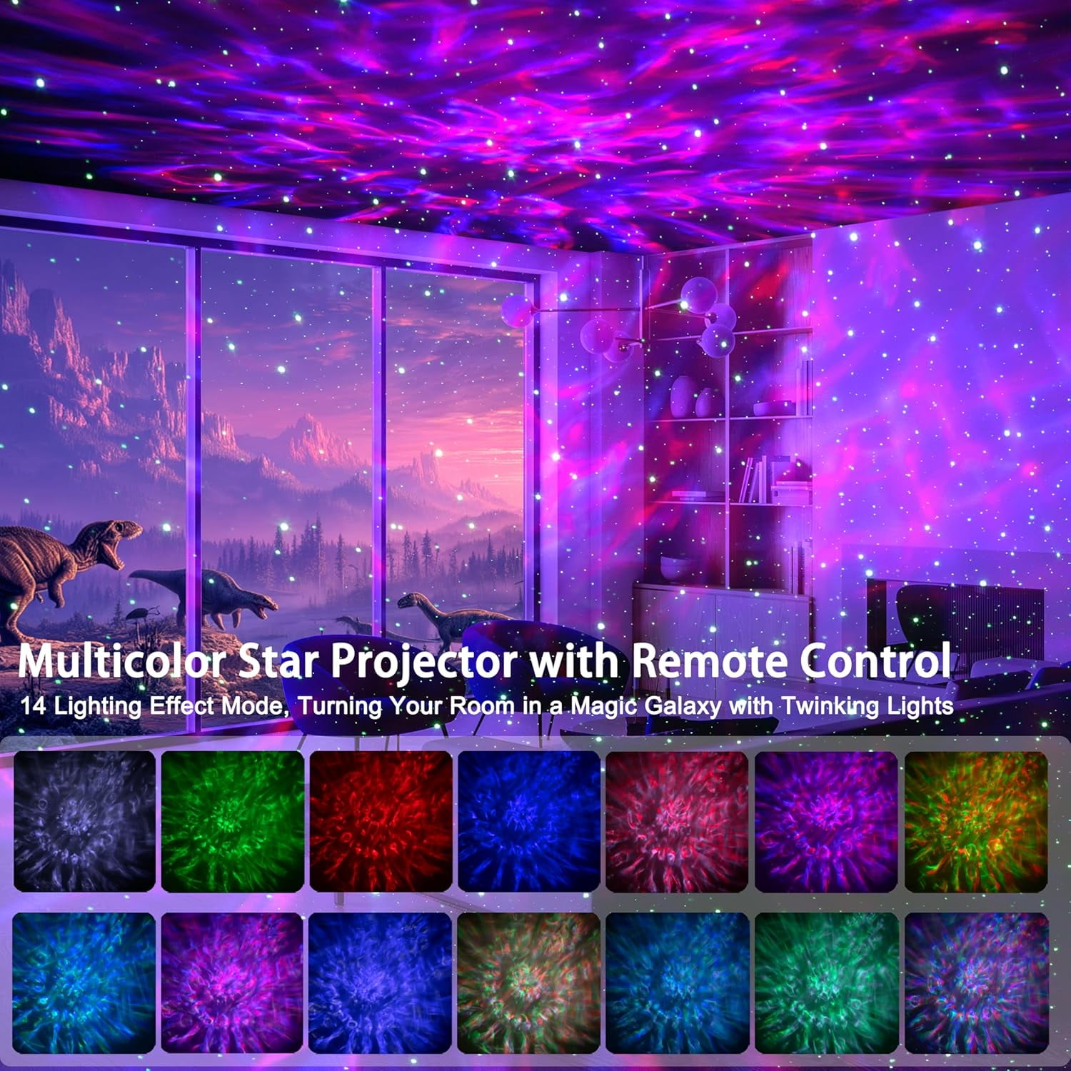 SHILIU-Star Projector Night Light, Dinosaur Egg Ocean Wave Galaxy ...