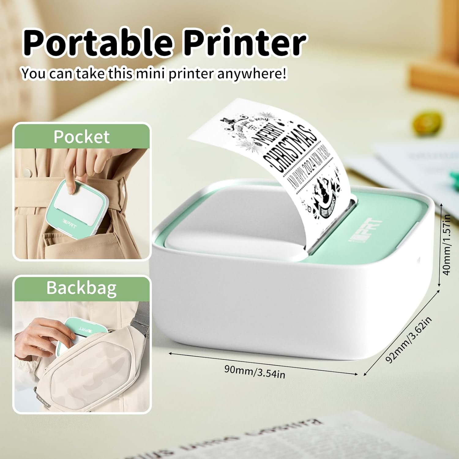 SHILIU-Sticker Printer Portable Mini Printer, Bluetooth Thermal Inkless ...