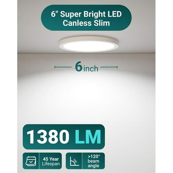 SHILIU-Sunco 6 Inch LED Canless Recessed Lighting, Slim Surface Mount ...