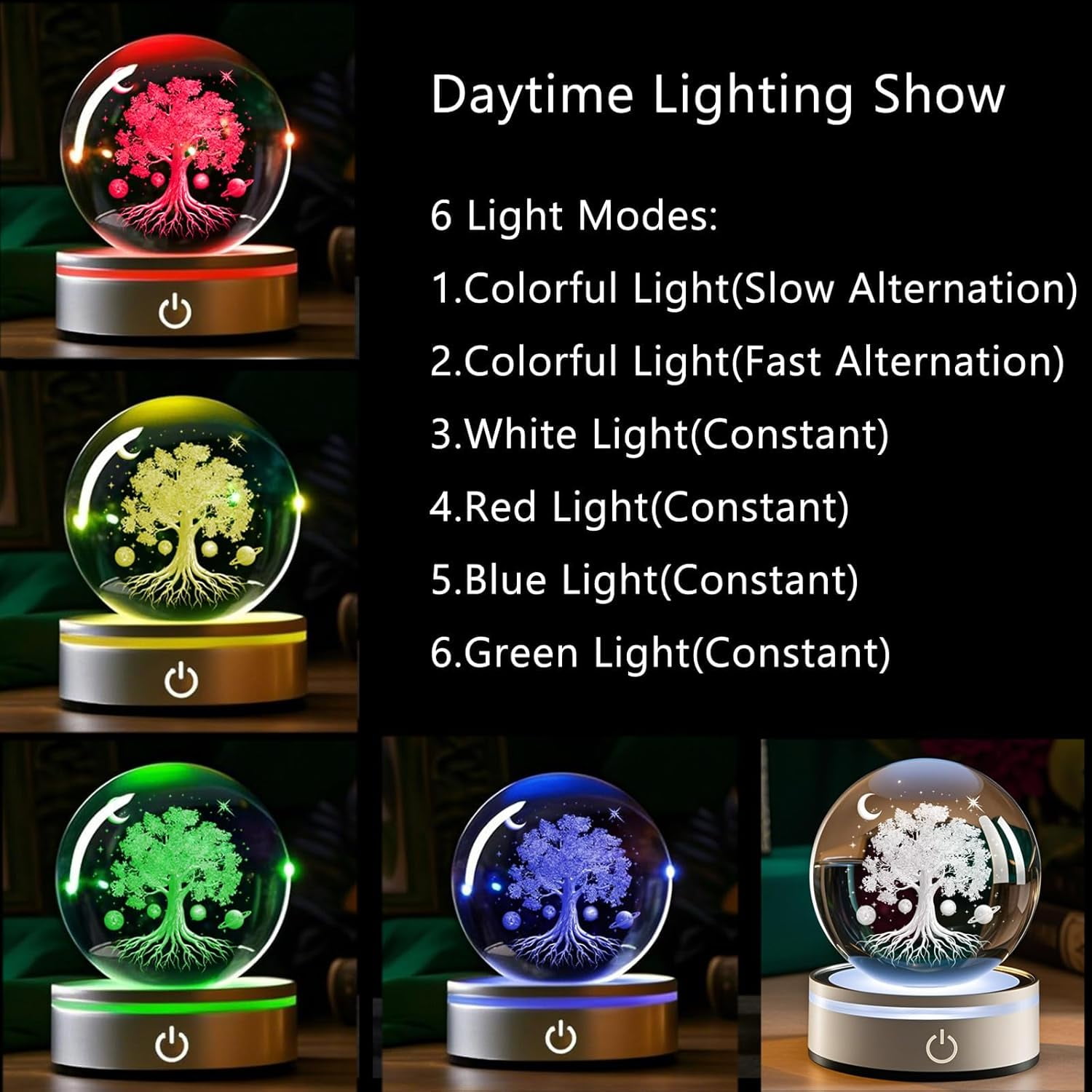 SHILIU-Tree of Life Crystal Ball with LED Base Galaxy Space Astronomy ...