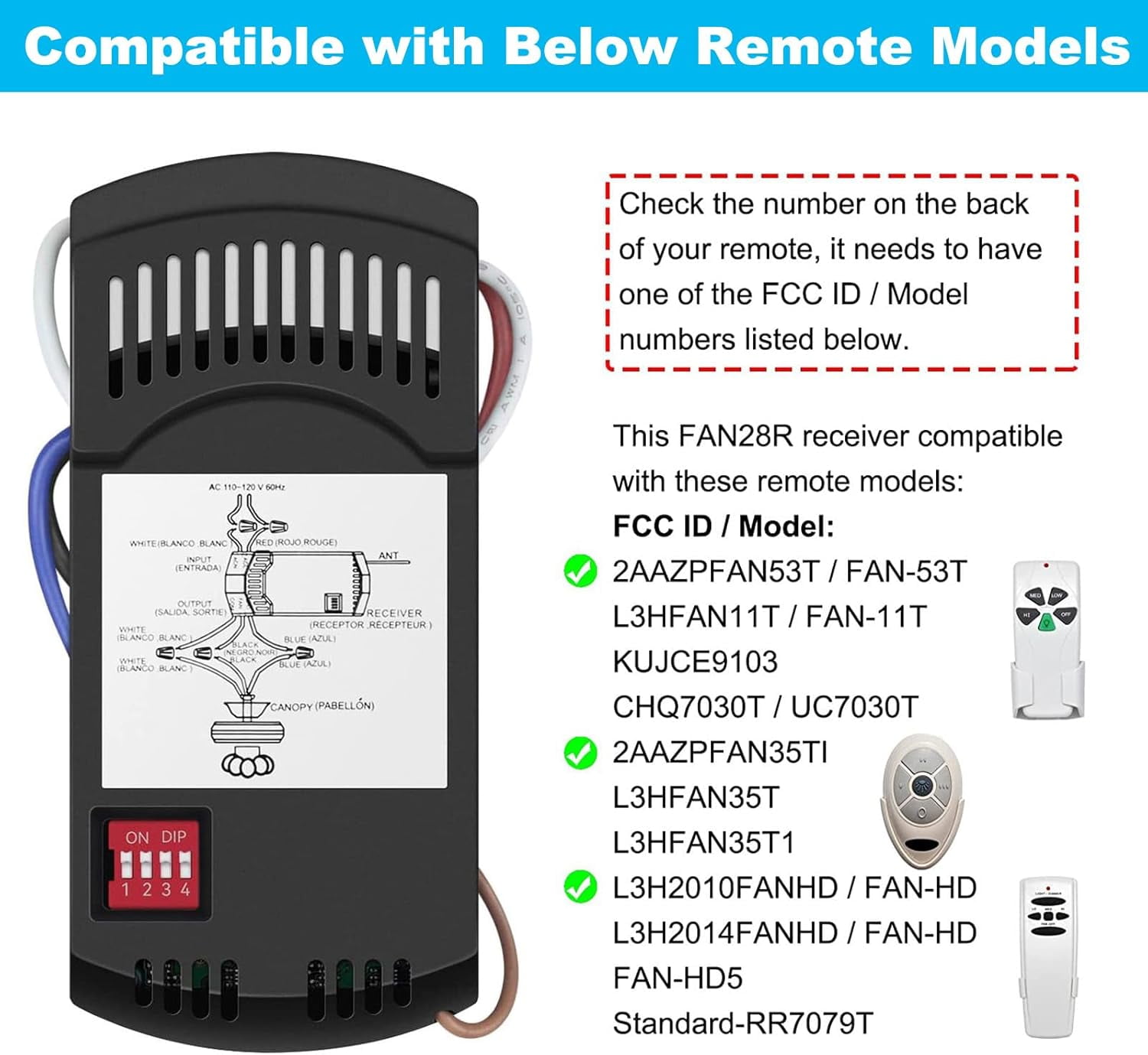 SHILIU-Universal Ceiling Fan Receiver FAN-28R for Harbor Breeze Hampton ...