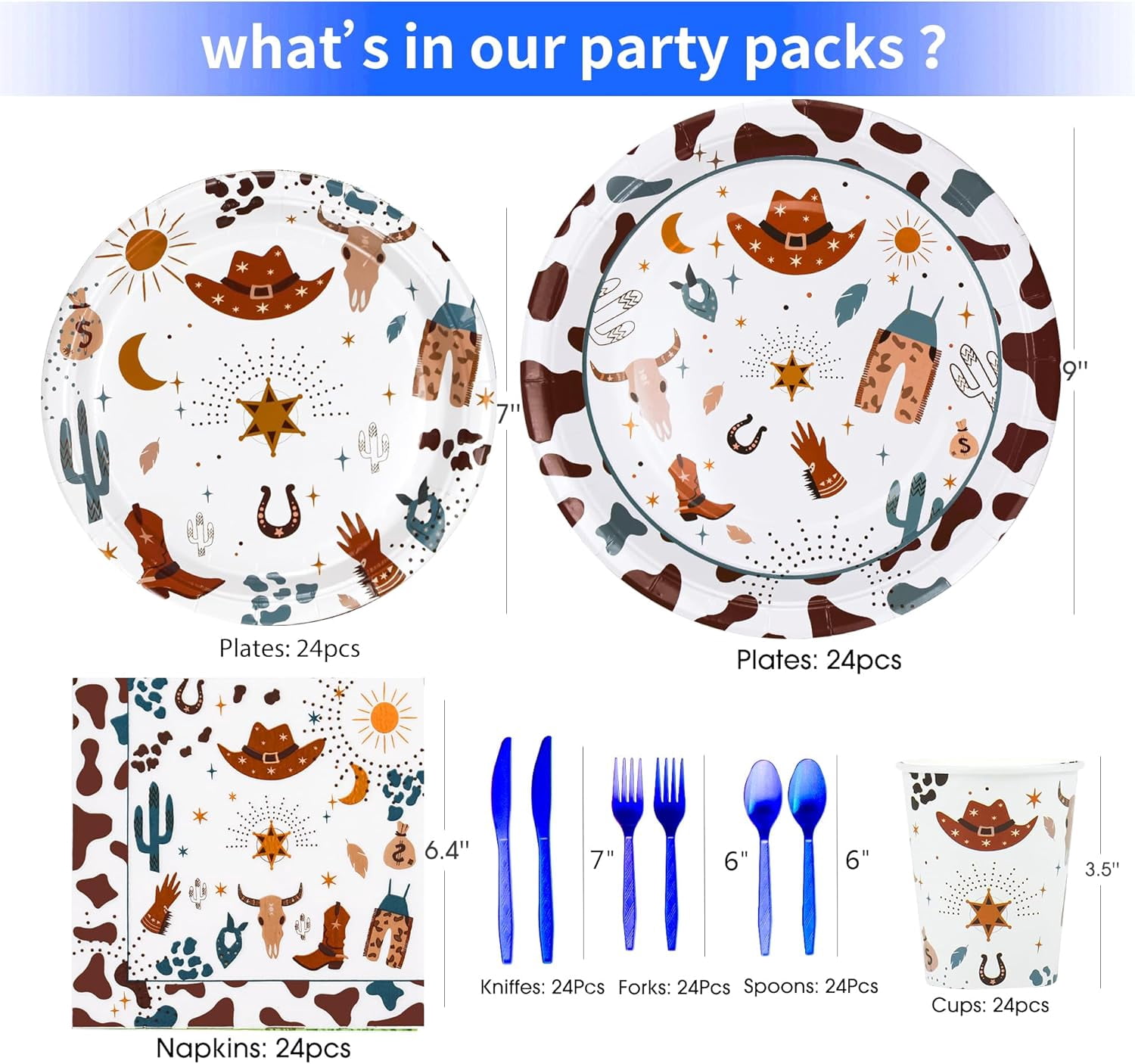 SHILIU-Western Cowboy Party Decorations Tableware - Cowboy Birthday ...