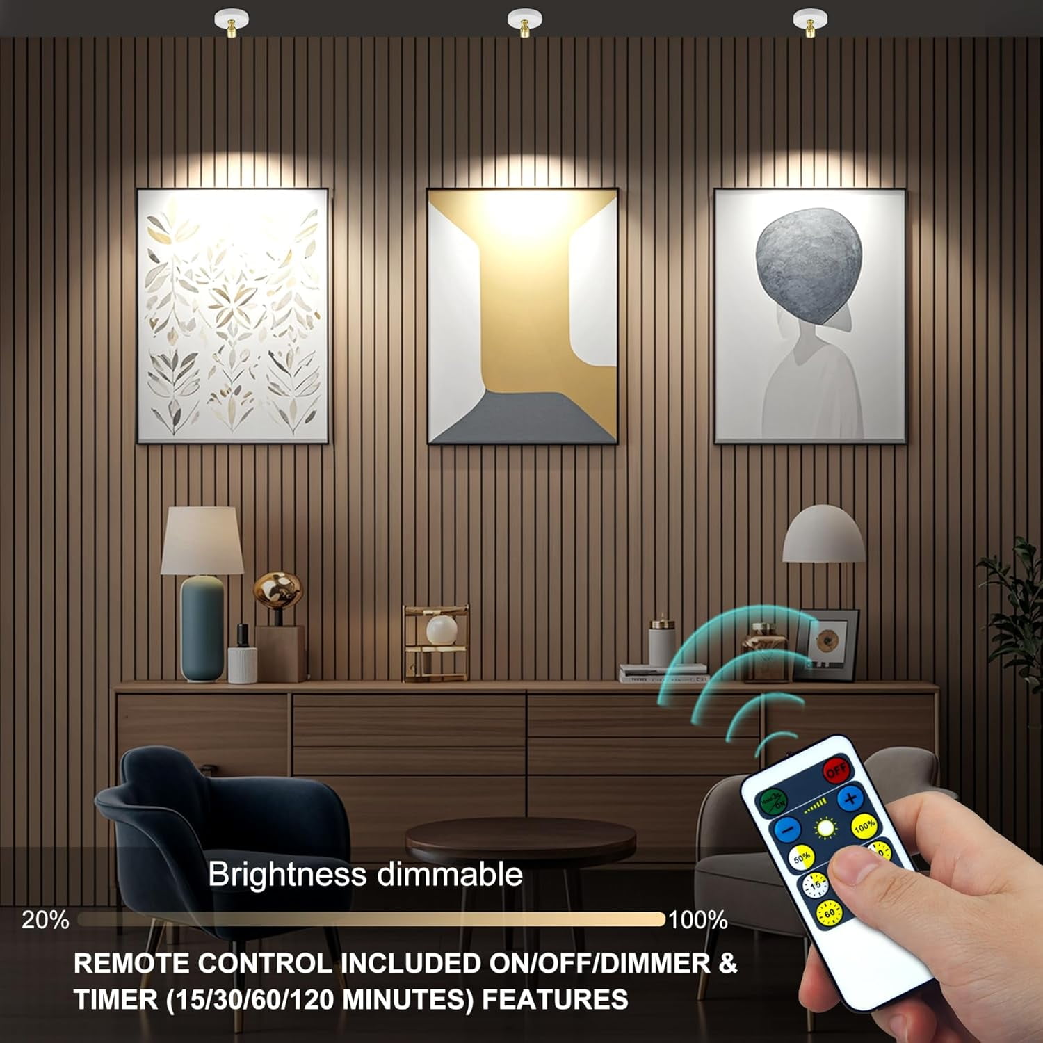SHILIU-Wireless Spot Lights,Remote Control Accent Lighting,Battery ...