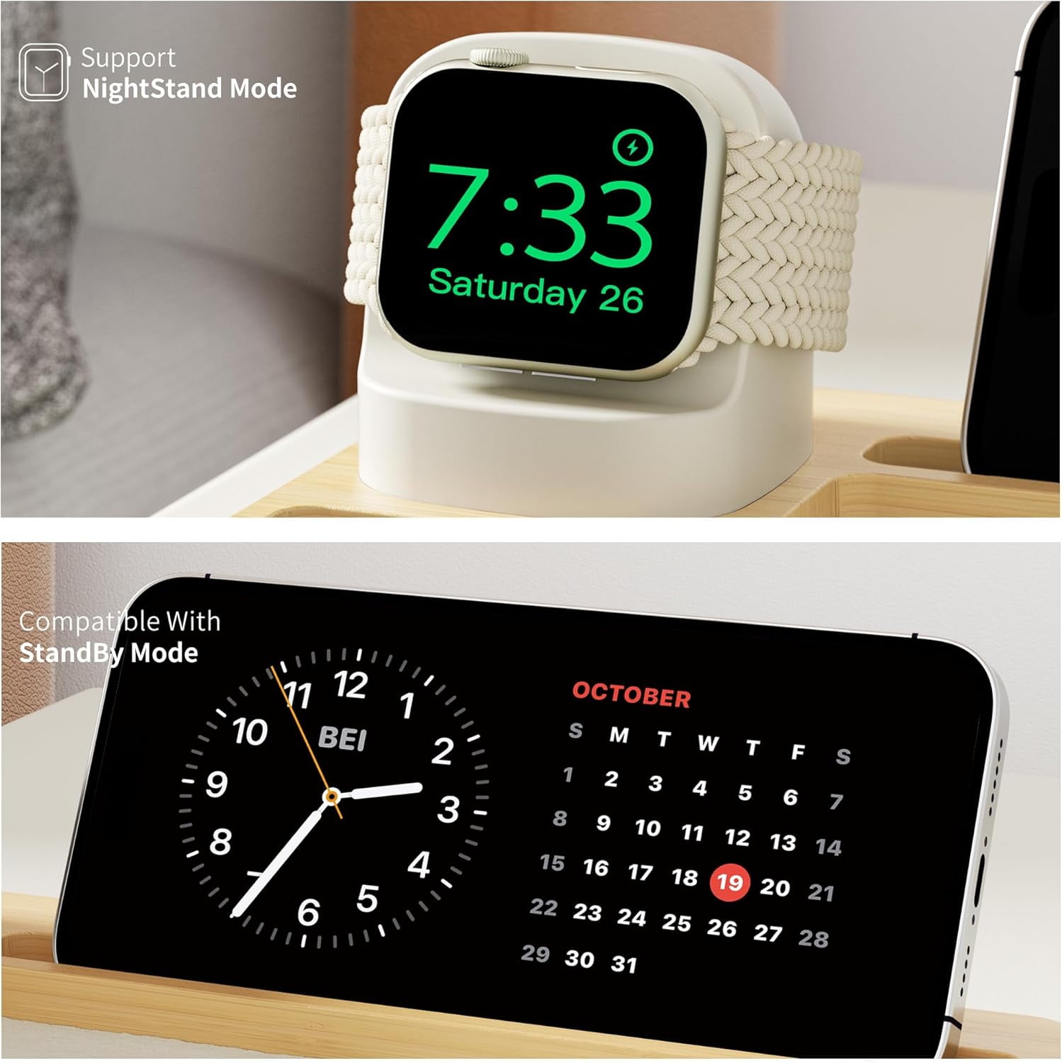 SHILIU-Wooden Watch Band Organizer - Charger Stand Compatible with All ...