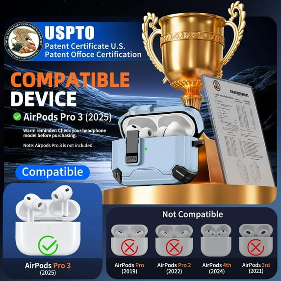 SHILIU-for AirPods Pro 3 Case (2025) with Phone Stand & Cleaning Kit ...