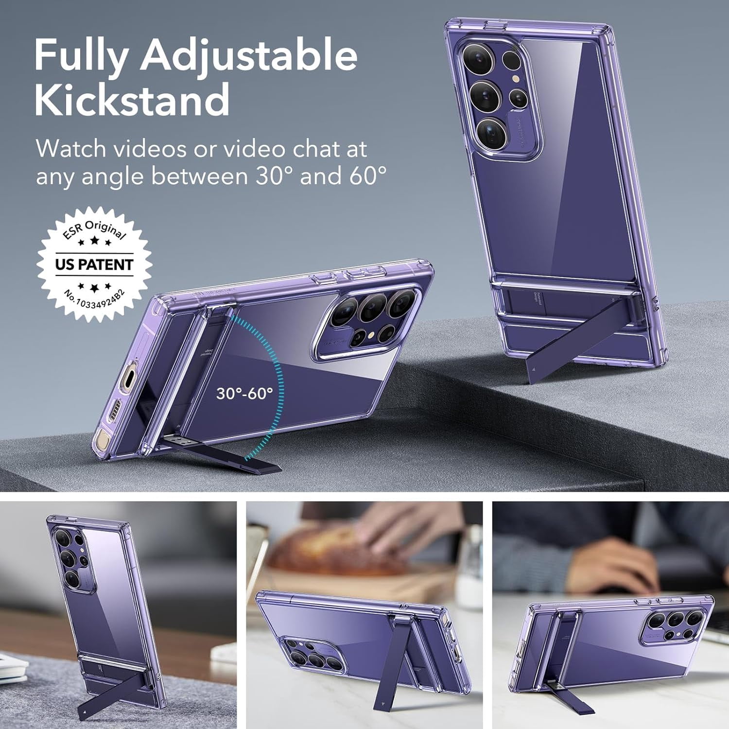 SHILIU-for Samsung Galaxy S24 Ultra Phone Case, 3 Stand Modes Kickstand ...