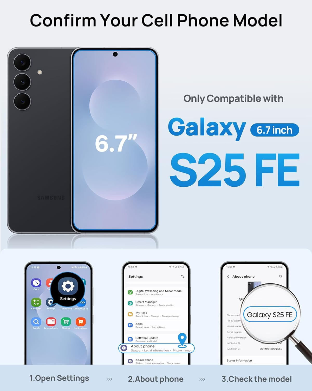 SHILIU-for Samsung Galaxy S25 FE Case with Card Holder & Camera Lens ...