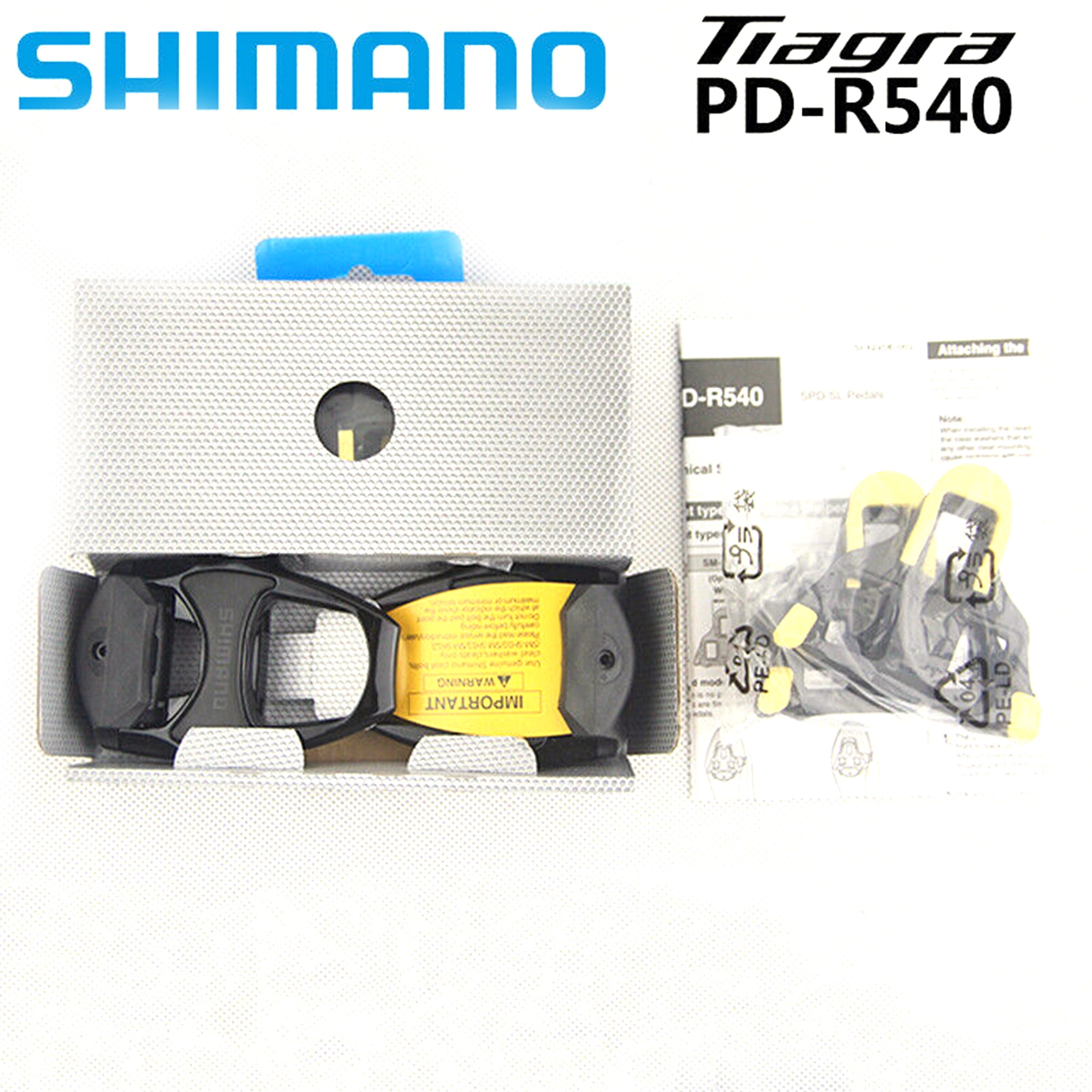 Shimano PD-R540 Road Bike Pedals, Self-Locking, Wide Platform, with SM ...