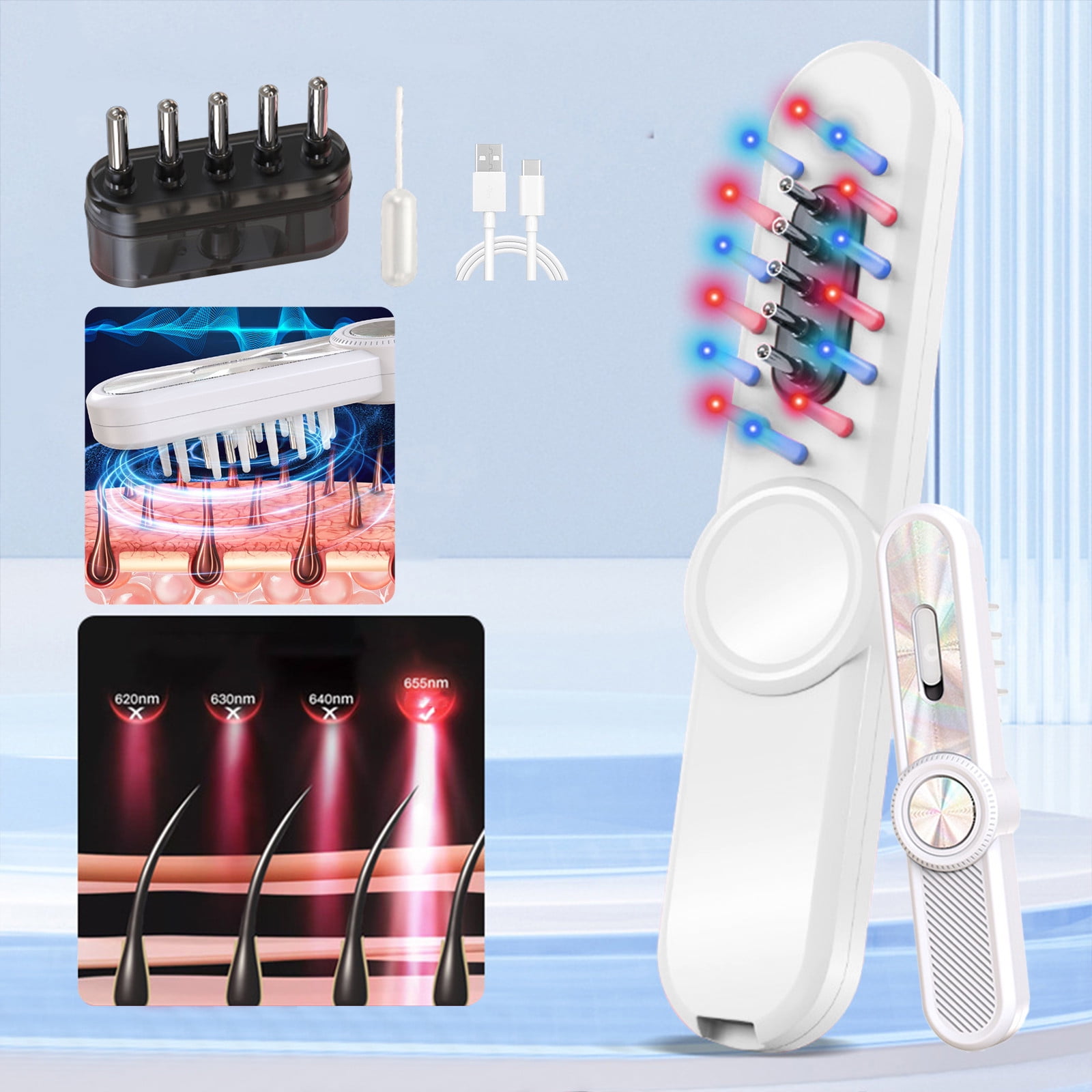 SHIMELE 2-in-1 Hair Oil Applicator Scalp Comb with USB Charging, High ...