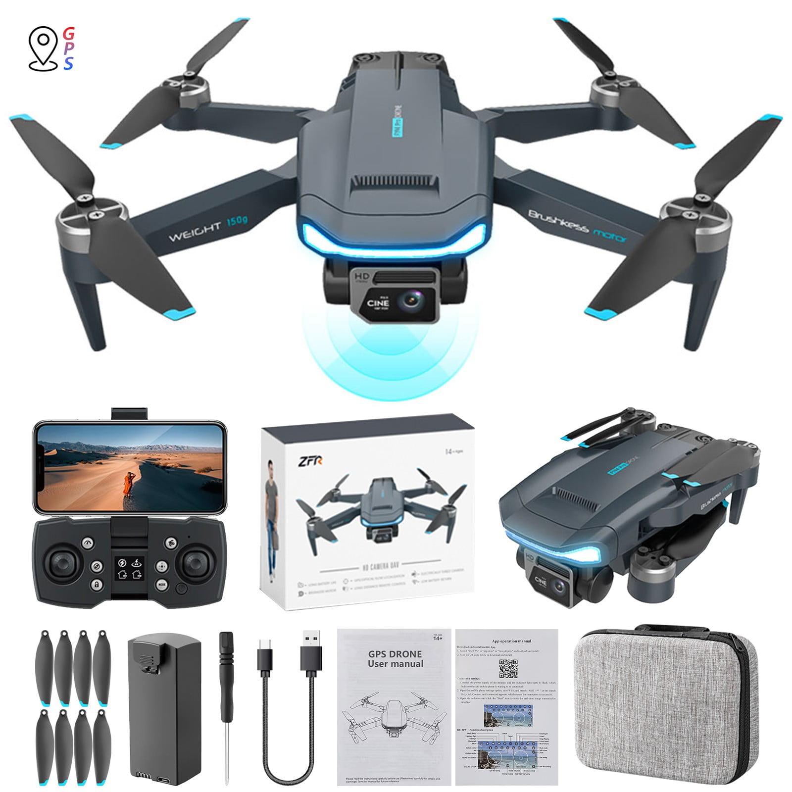 SHIMELE 4K GPS Drone with Auto Return, Brushless Motor, Obstacle ...