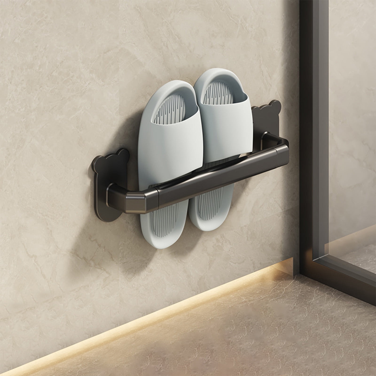SHIMELE Bathroom Slipper Rack Wall Mounted No Punch, Space Saving Shoe ...