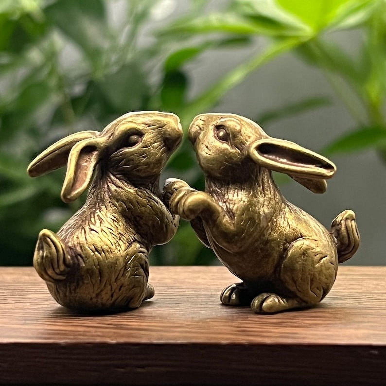 SHIMELE Brass Bunny Miniature Rabbit Figurines; A Chinese Feng Shui ...