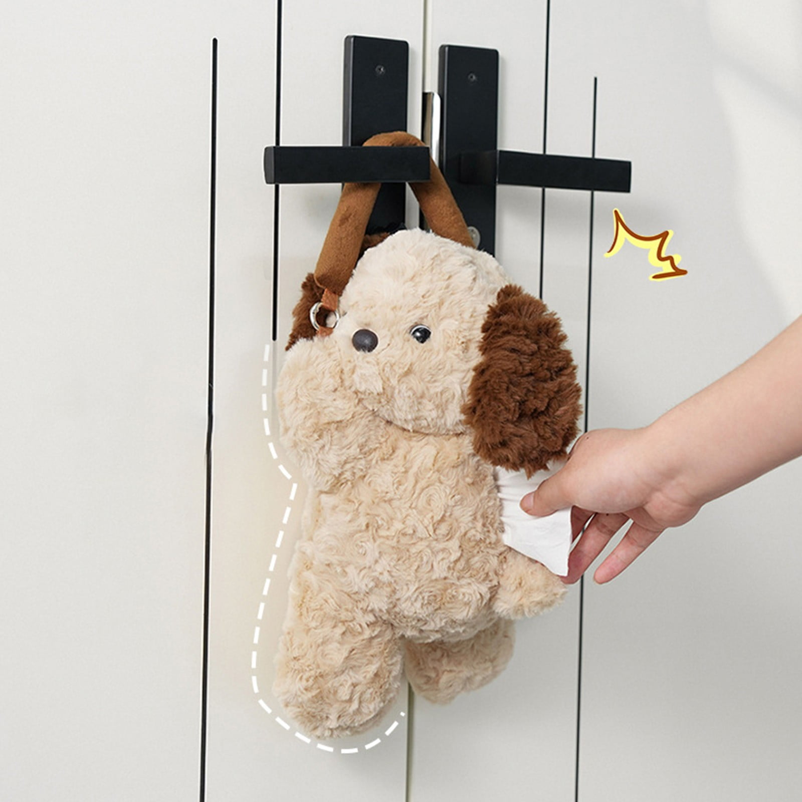 SHIMELE Cute Cream Puppy Handheld Tissue Box - Soft Velvet, Easy Hang ...