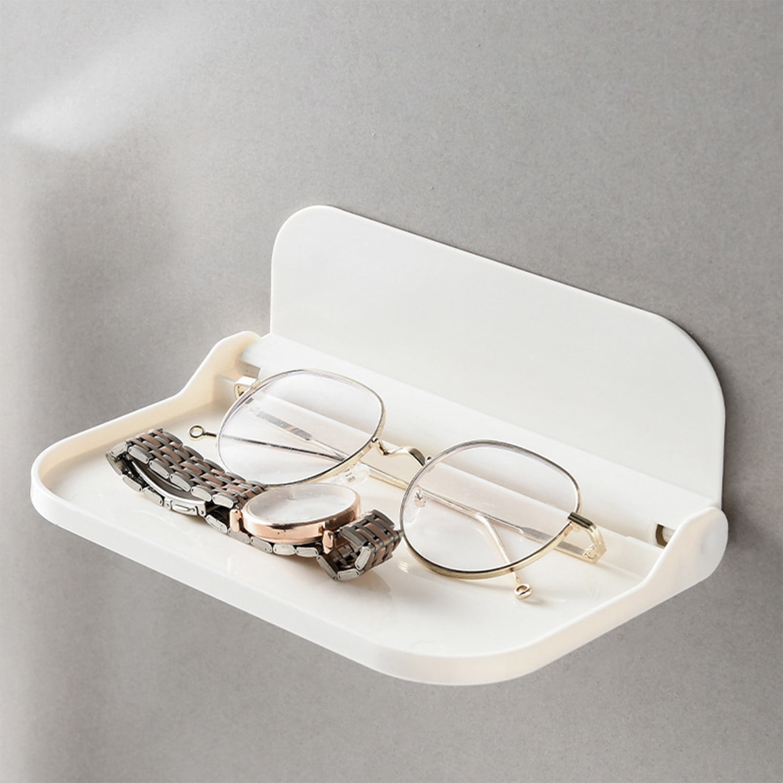 SHIMELE Foldable Plastic Bathroom Shelf Organizer - Wall Mounted ...