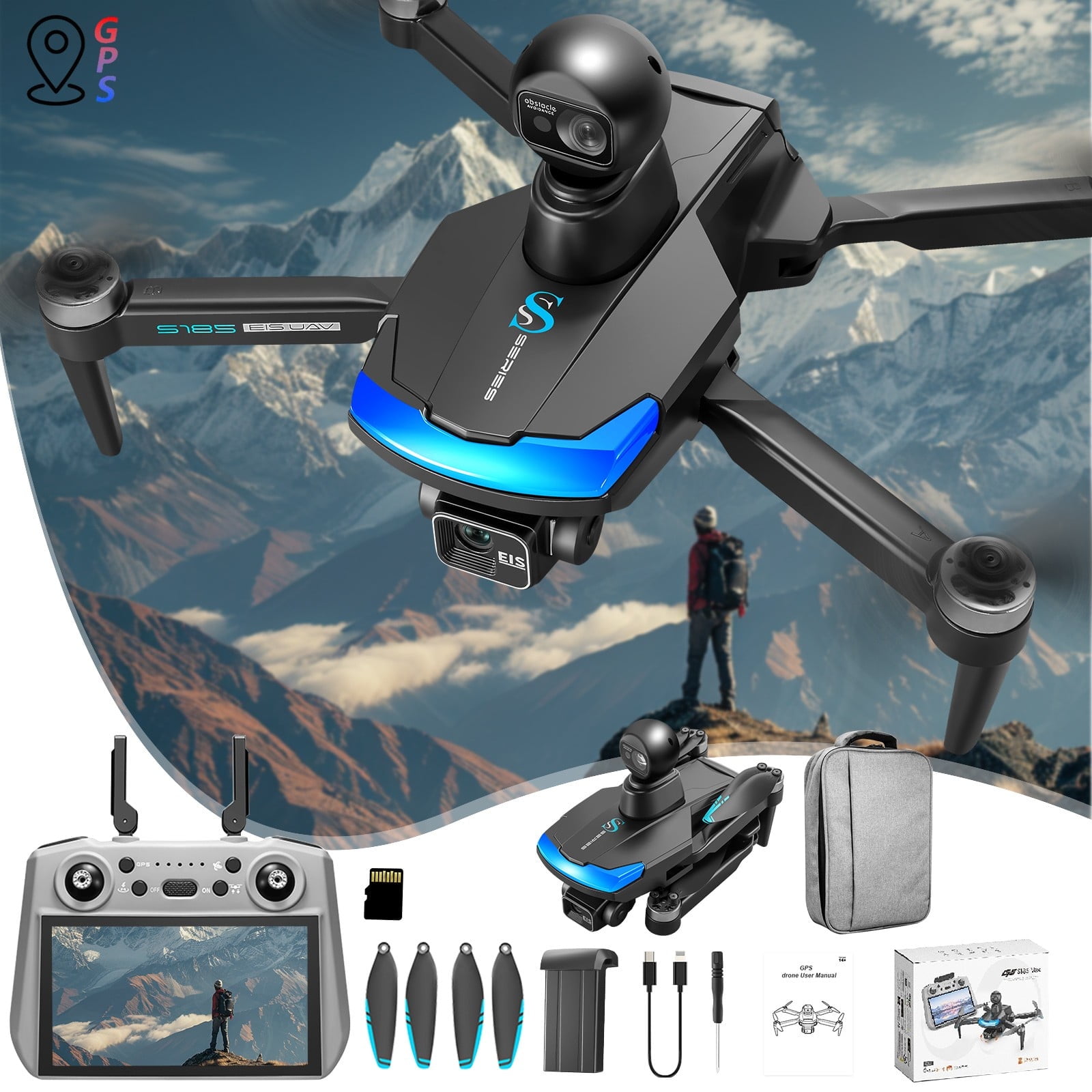 SHIMELE GPS Drone with 2.7K Camera, Foldable RC Quadcopter for Adults & Beginners, 5000M Control ...