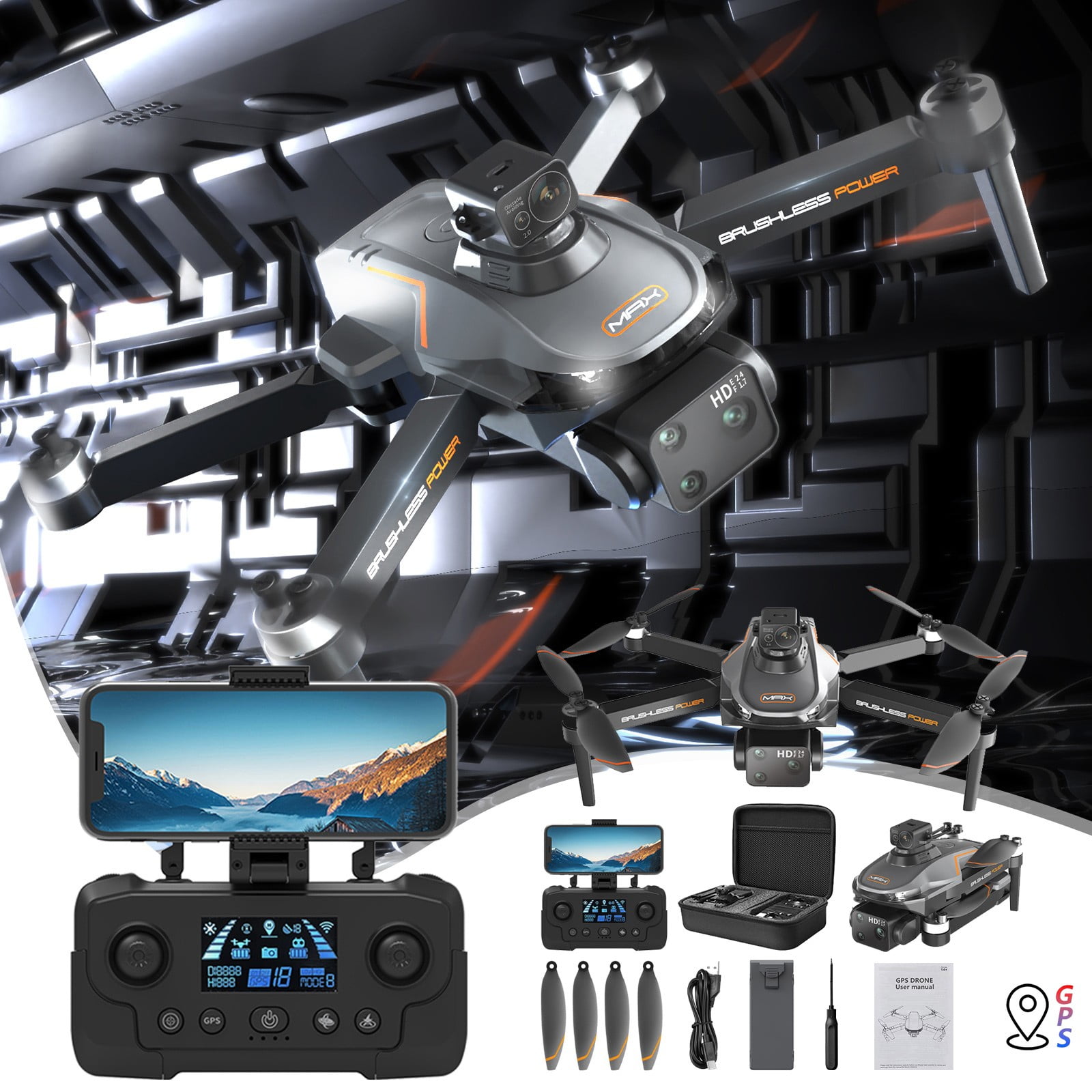 SHIMELE GPS Drone with Brushless Motor, Optical Positioning, Obstacle ...