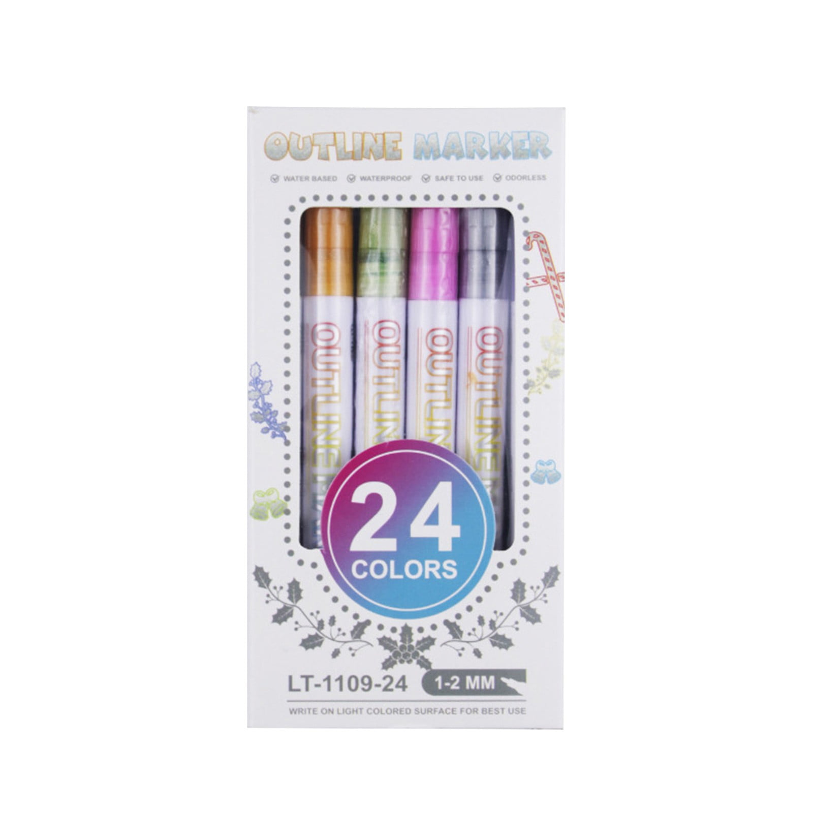 SHIMELE Glitter Gel Double Line Outline Marker Pen Set - Colorful Self ...