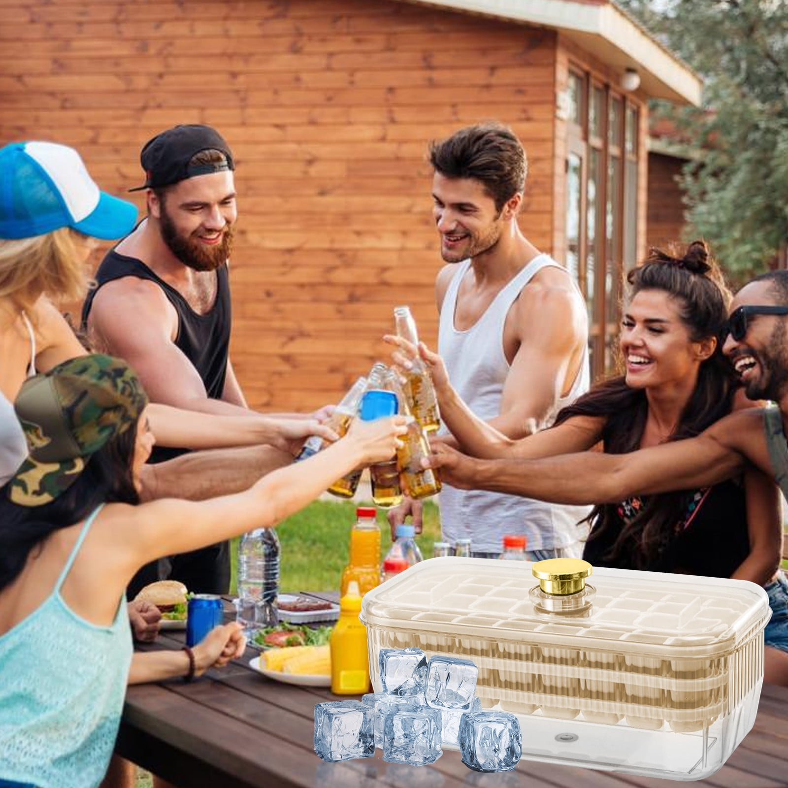 SHIMELE Homemade Ice Maker Double-layer Press-type Ice Tray for Home ...