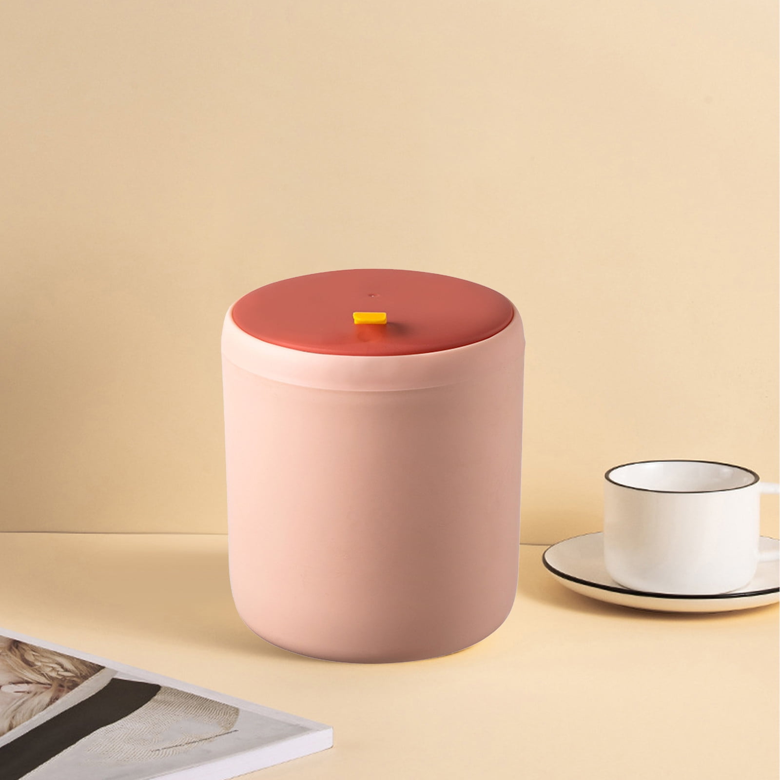 SHIMELE Small Press Type Rubbish Bin Mini Desktop Trash Can with Lid ...