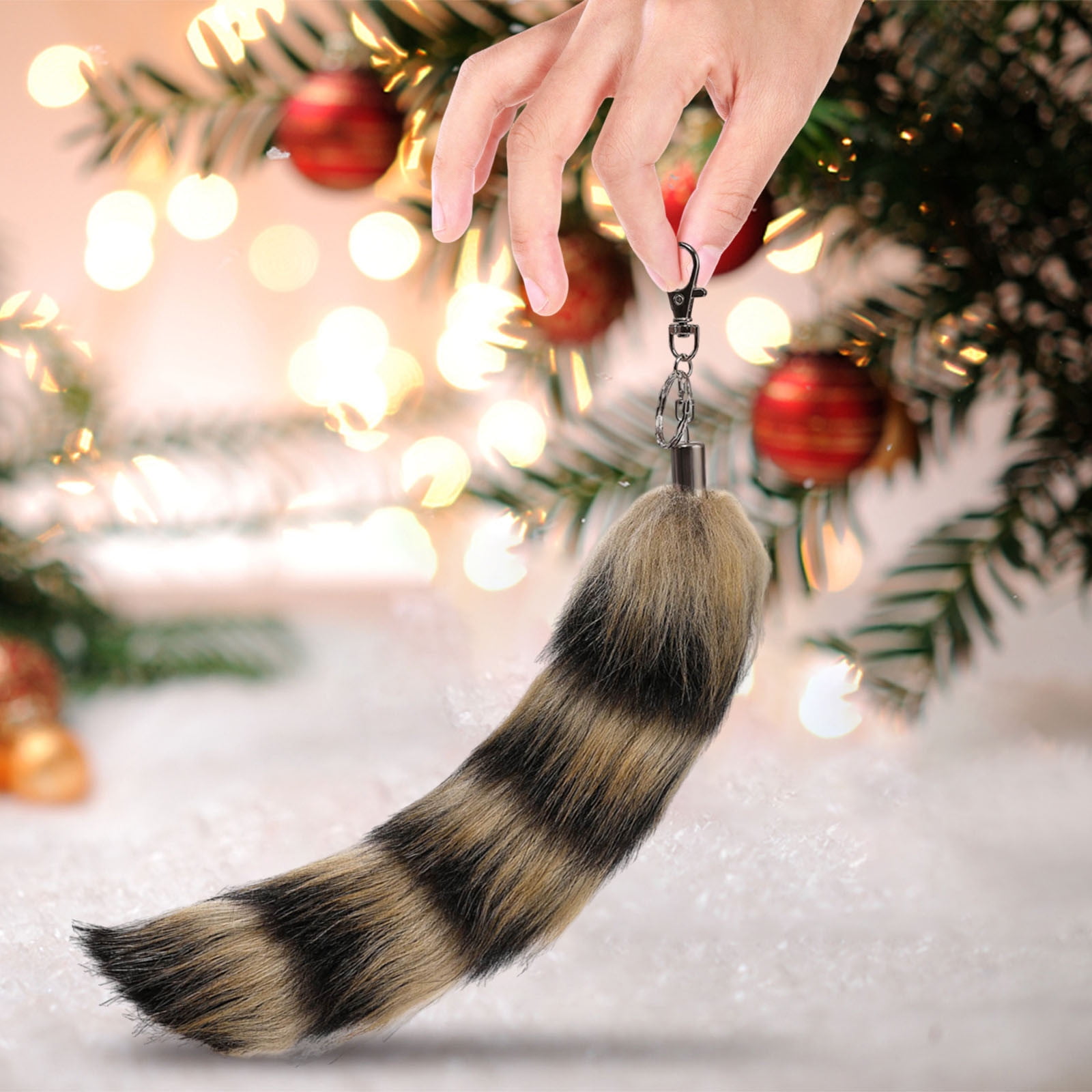 SHIMELE Soft Raccoon Tail Keychain for Cosplay, Renaissance Fairs, 40cm ...