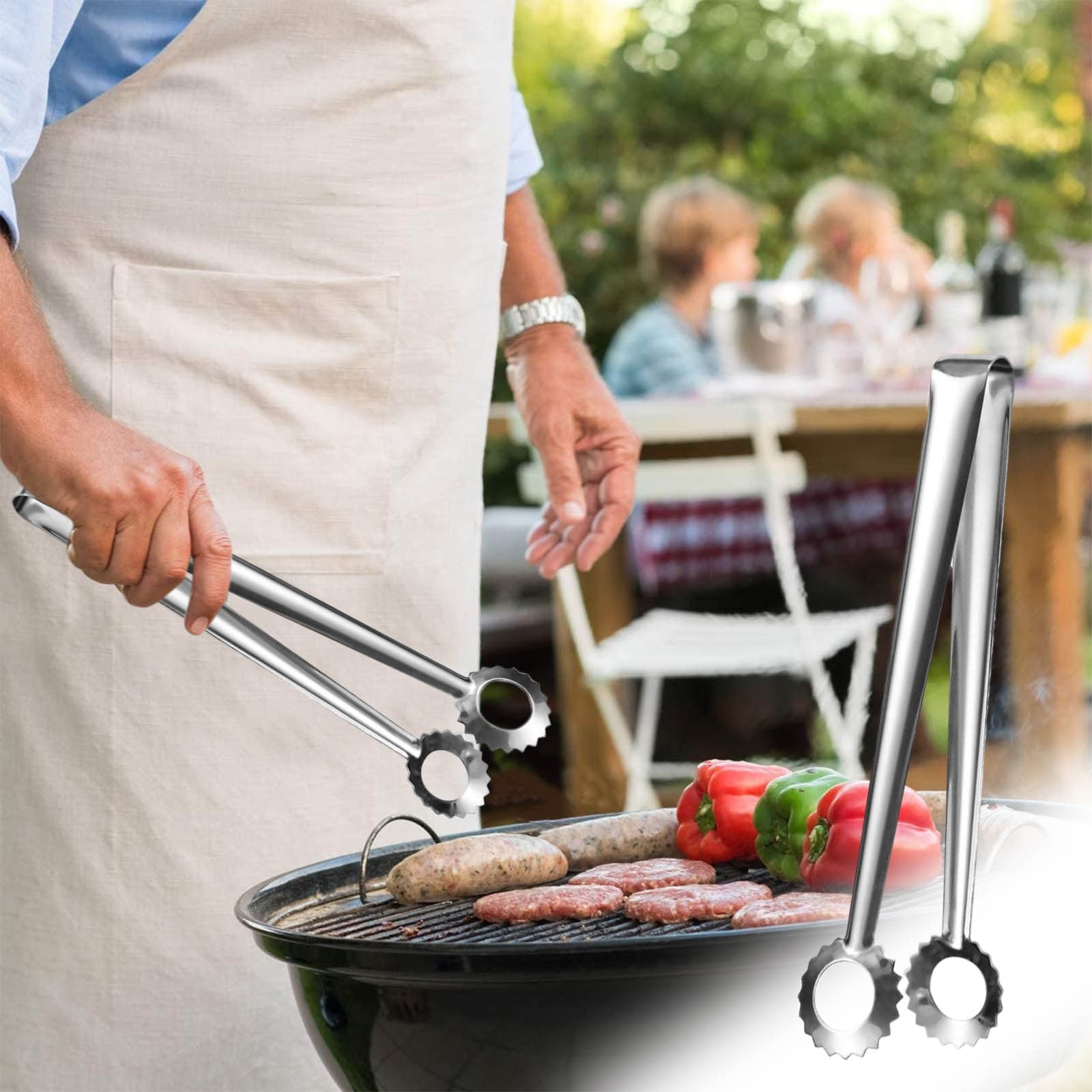 SHIMELE Stainless Steel Food Tongs BBQ Grilling Tools with Locking ...