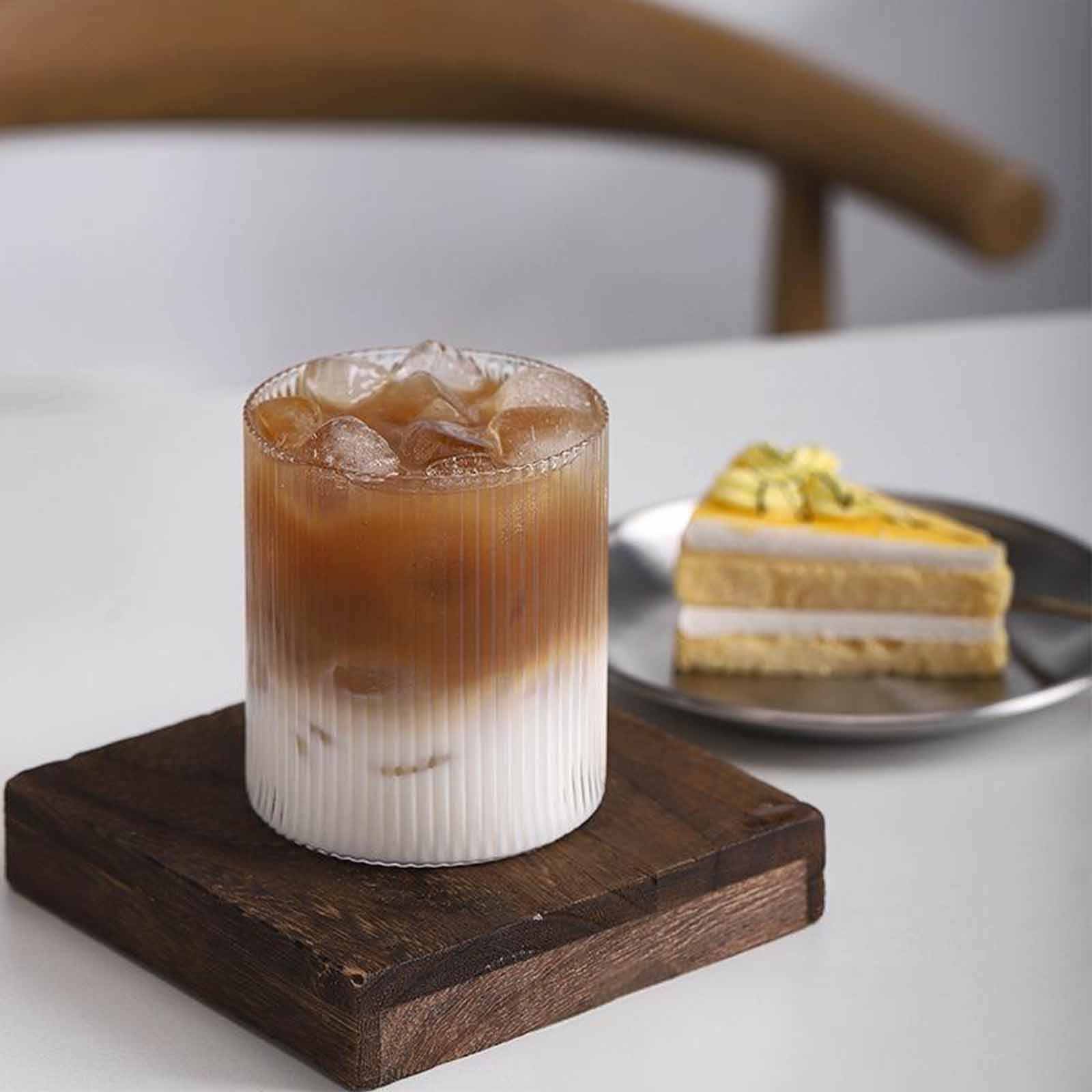 SHIMELE Striped Double Wall High Borosilicate Glass Tea/Coffee Cup with ...