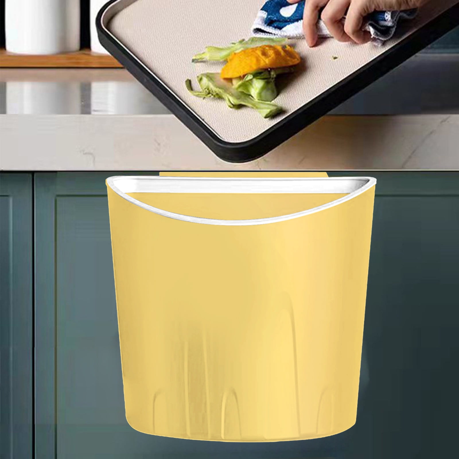SHIMELE Wall Mounted Kitchen Waste Bin with Lid - Space Saving Plastic ...