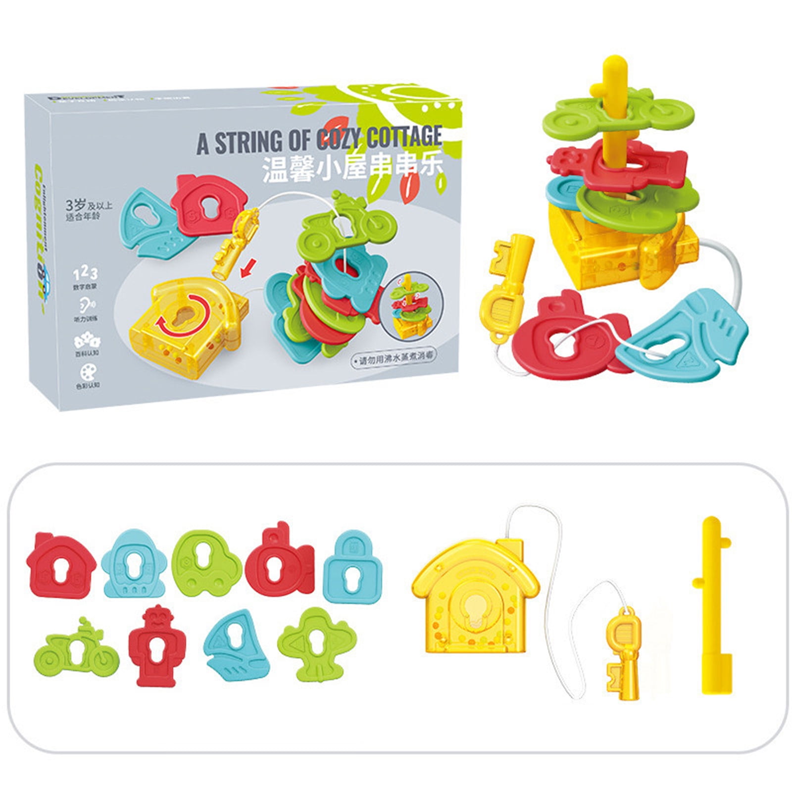 SHIMELE Wooden Lacing Game for Toddlers - Fine Motor Skills Toy with ...