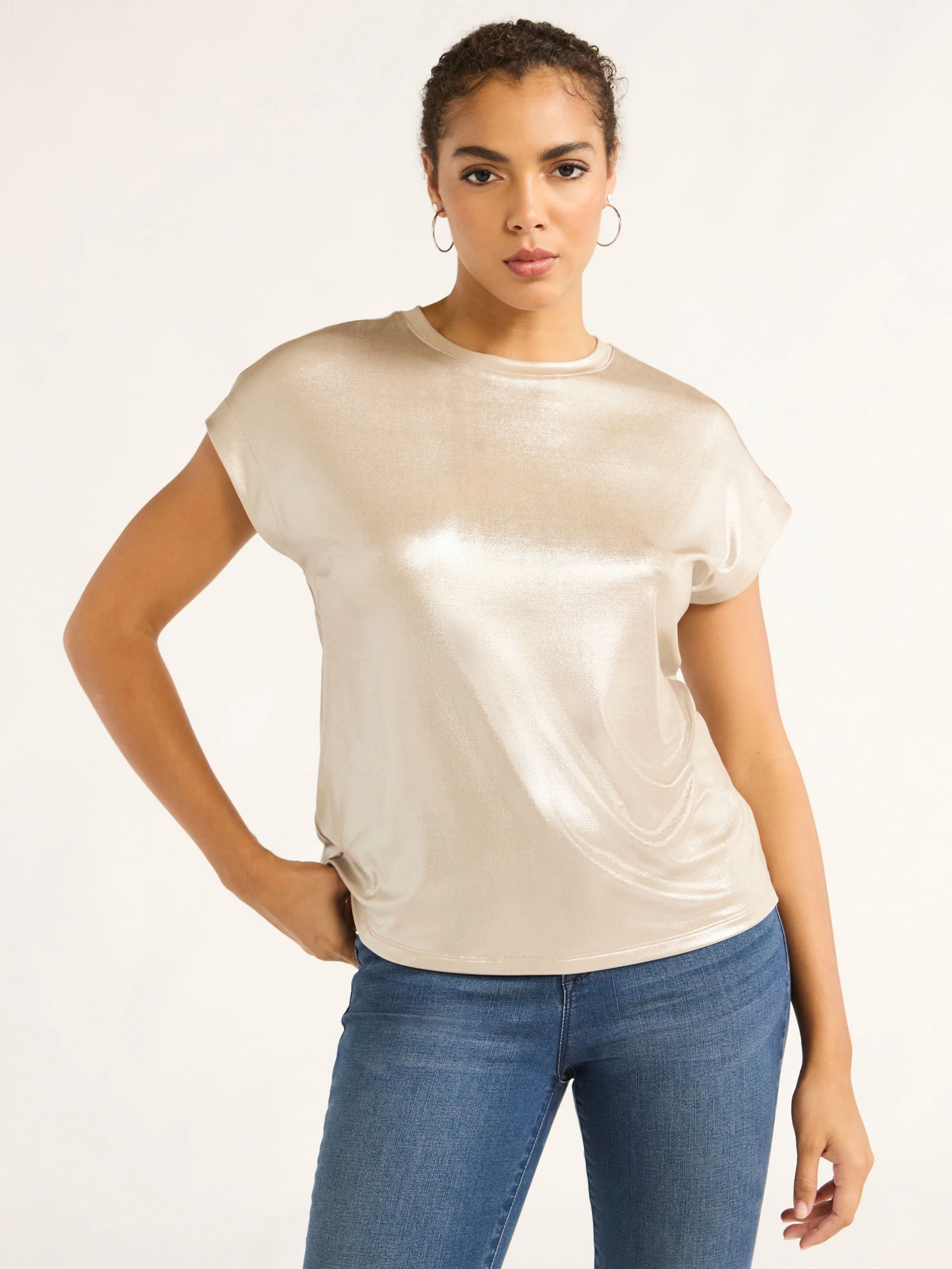Sofia Jeans Women's Shimmer Tee with Short Sleeves, XS-XXXL - Walmart.com