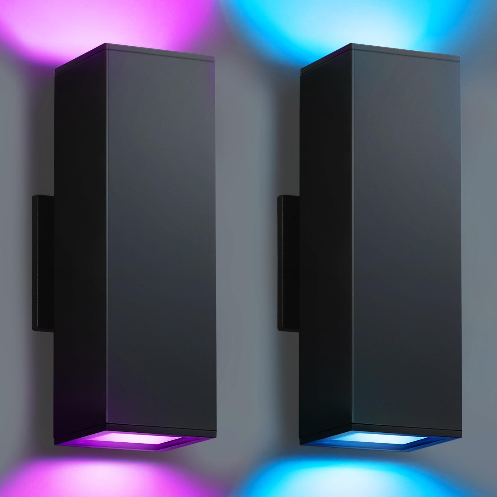 SHIMR Color Changing Outdoor Wall Lights 2 Pack, Up and Down Lights ...
